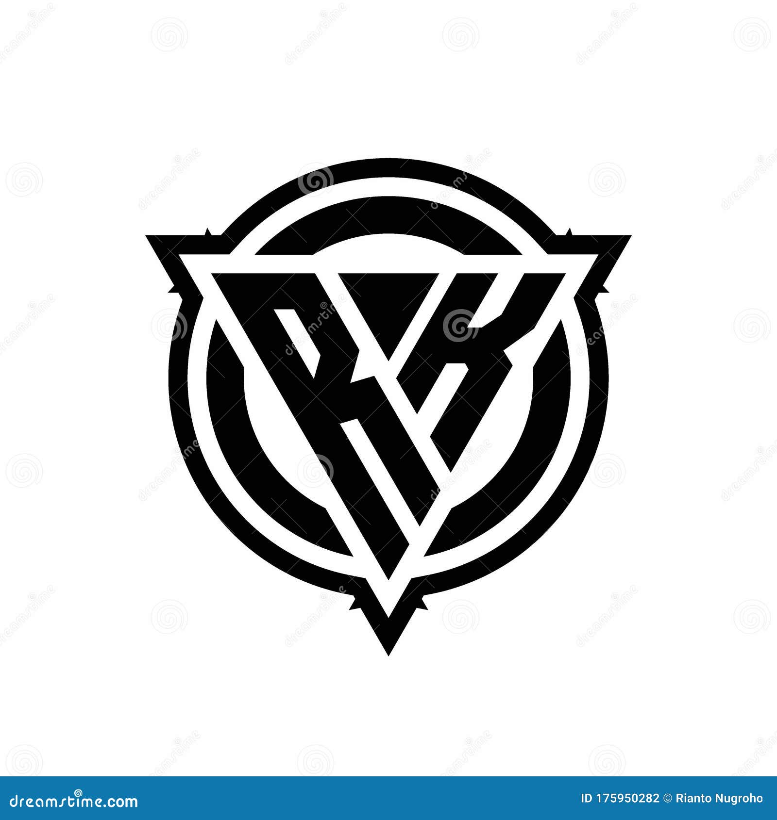 RK Logo with Triangle Shape and Circle with Outline Rounded Design ...