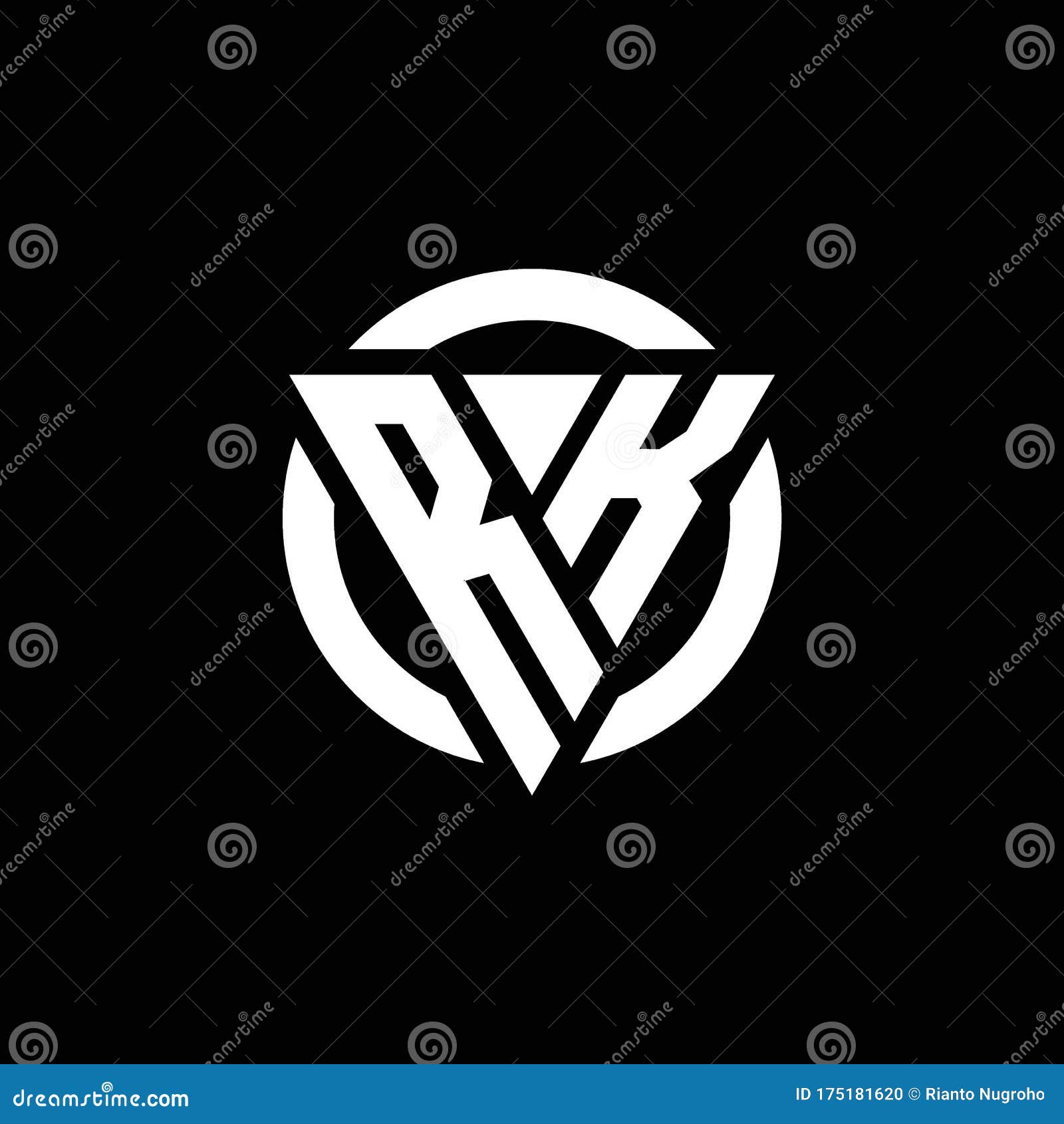 RK Logo with Triangle Shape and Circle Rounded Design Template Stock ...