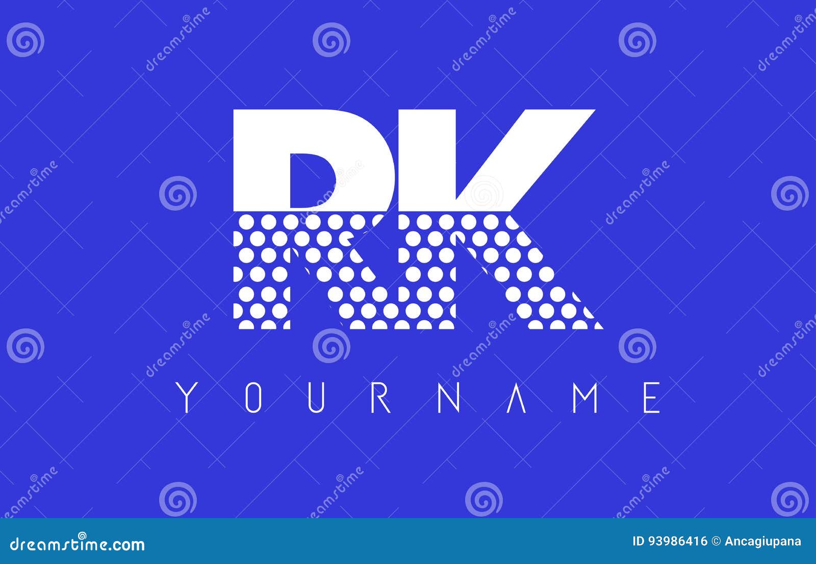 RK R K Dotted Letter Logo Design with Blue Background. Stock Vector ...