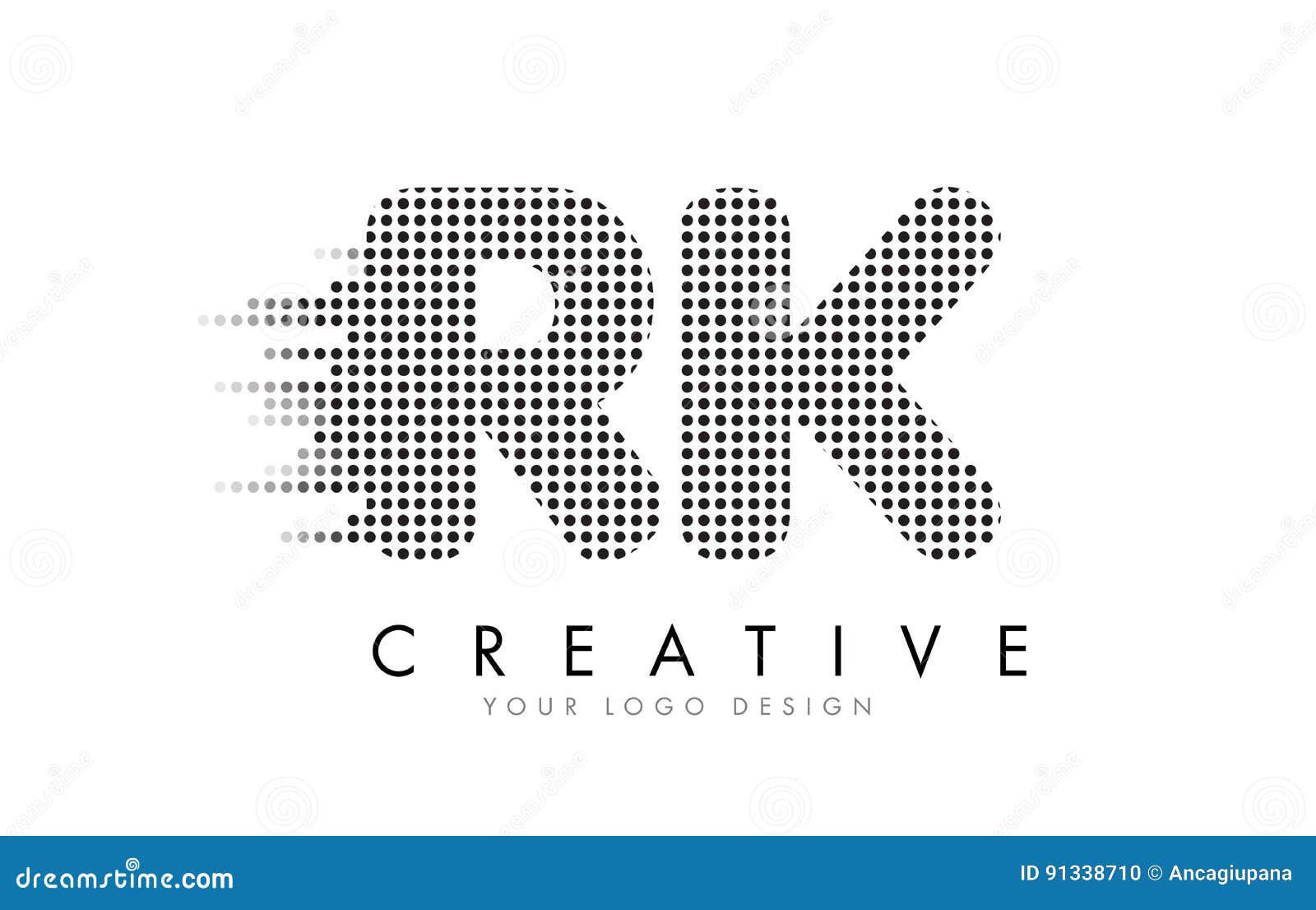 RK R K Letter Logo with Black Dots and Trails. Stock Vector ...