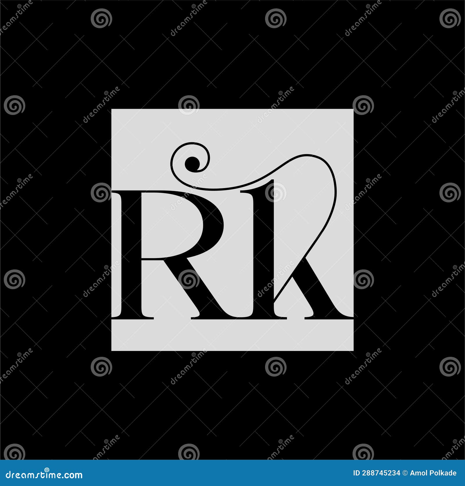 RK Typography Vector Monogram in Calligraphy Style Stock Vector ...