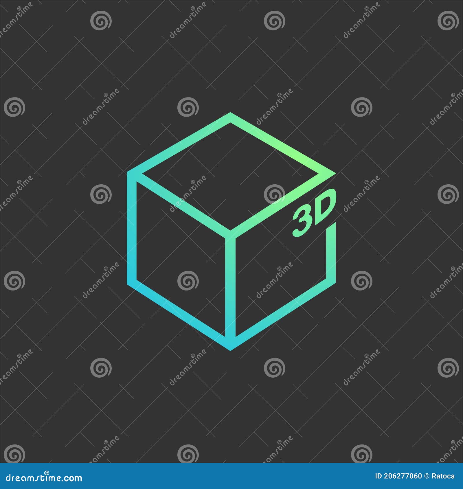 3D cube symbol stock vector. Illustration of icon, vector - 206277060