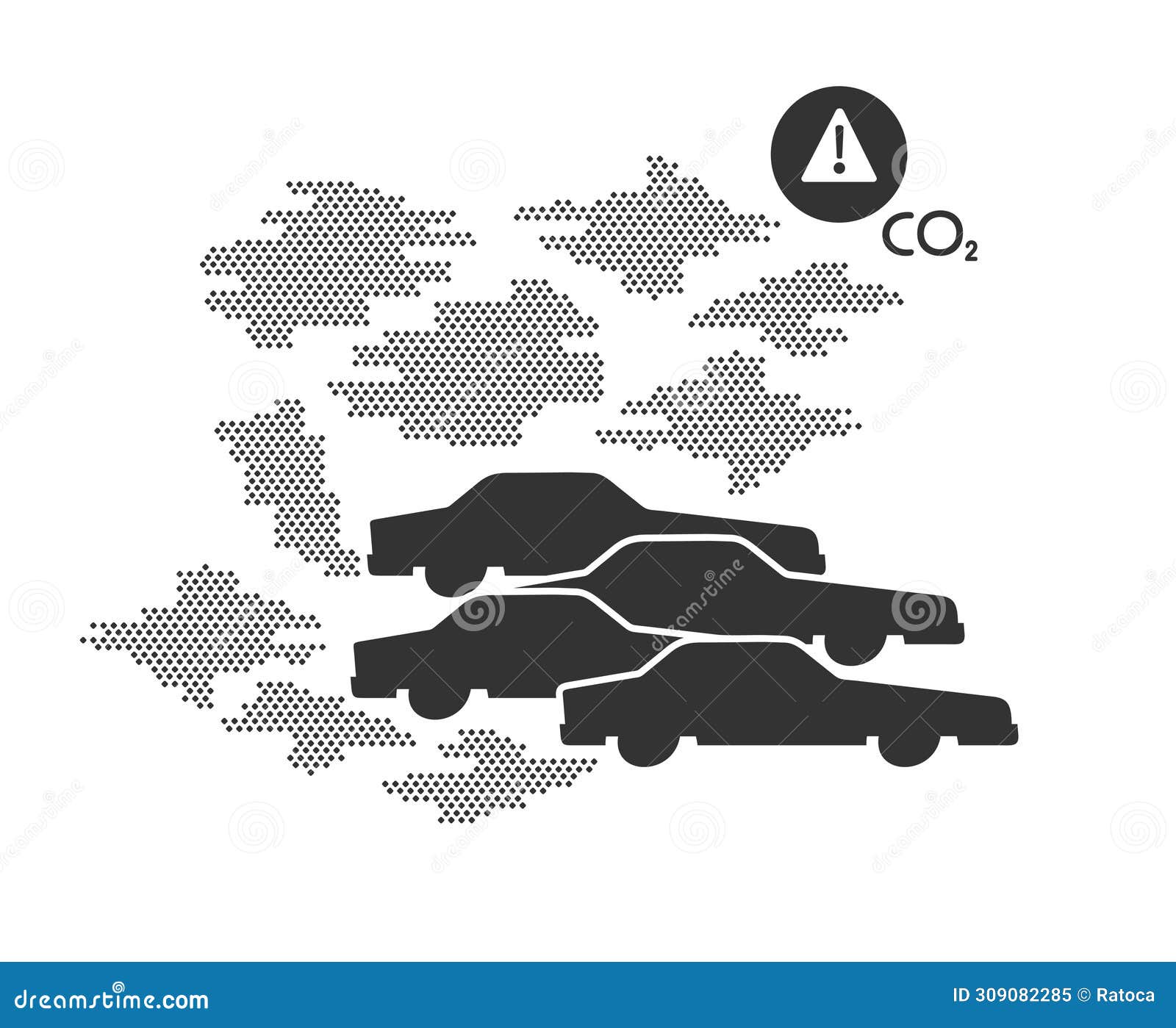 Pollution cars smoke stock vector. Illustration of black - 309082285