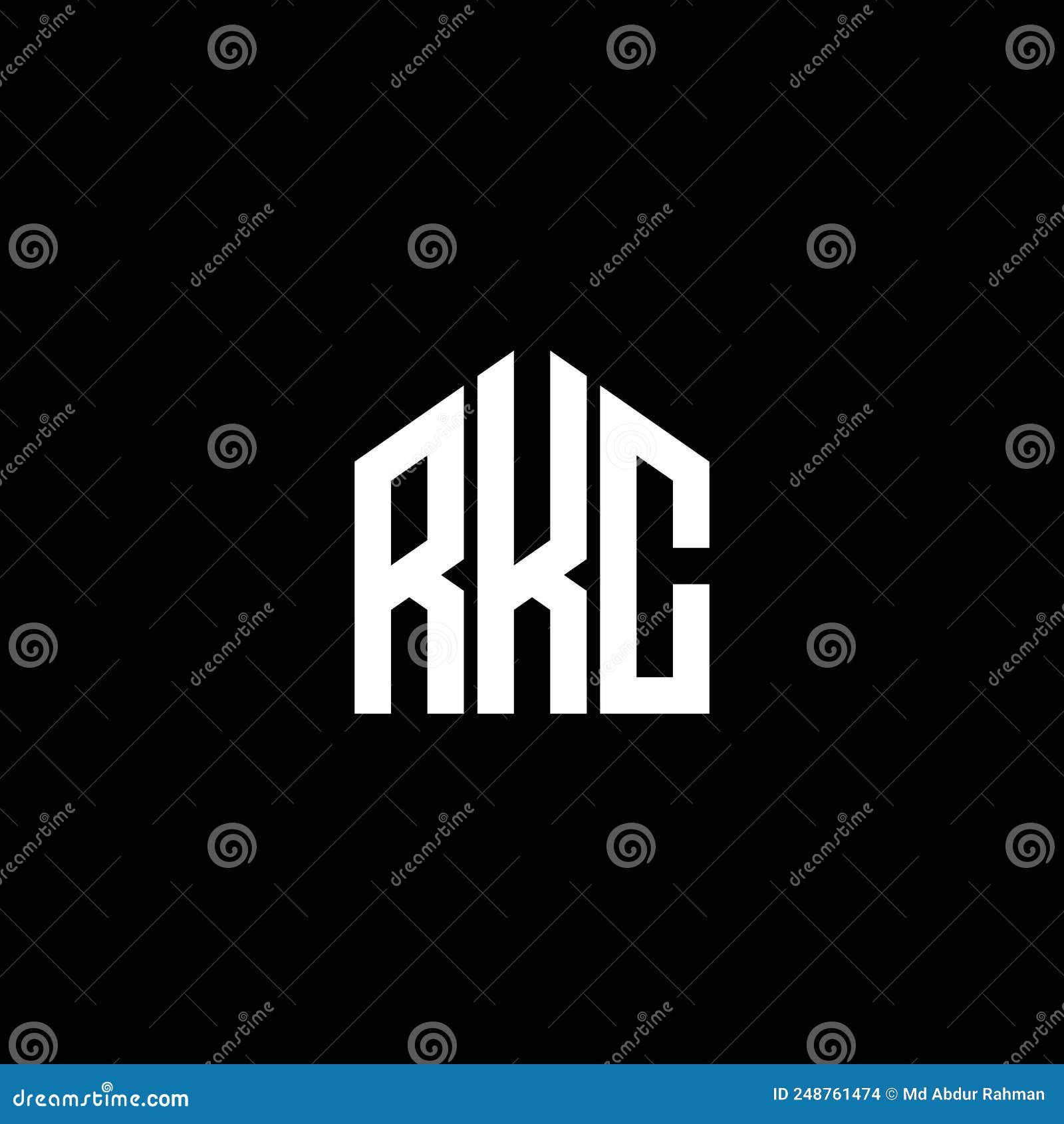 RKC Letter Logo Design on BLACK Background. RKC Creative Initials ...