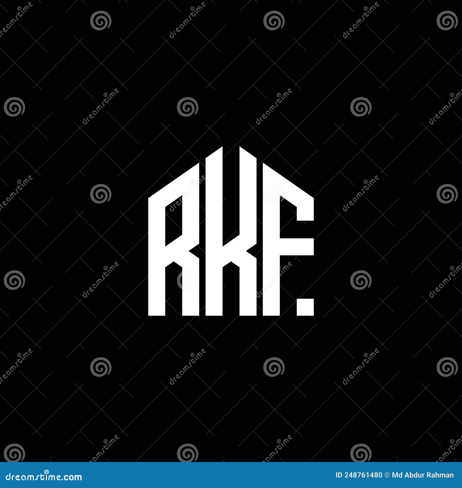 RKF Letter Logo Design on BLACK Background. RKF Creative Initials ...
