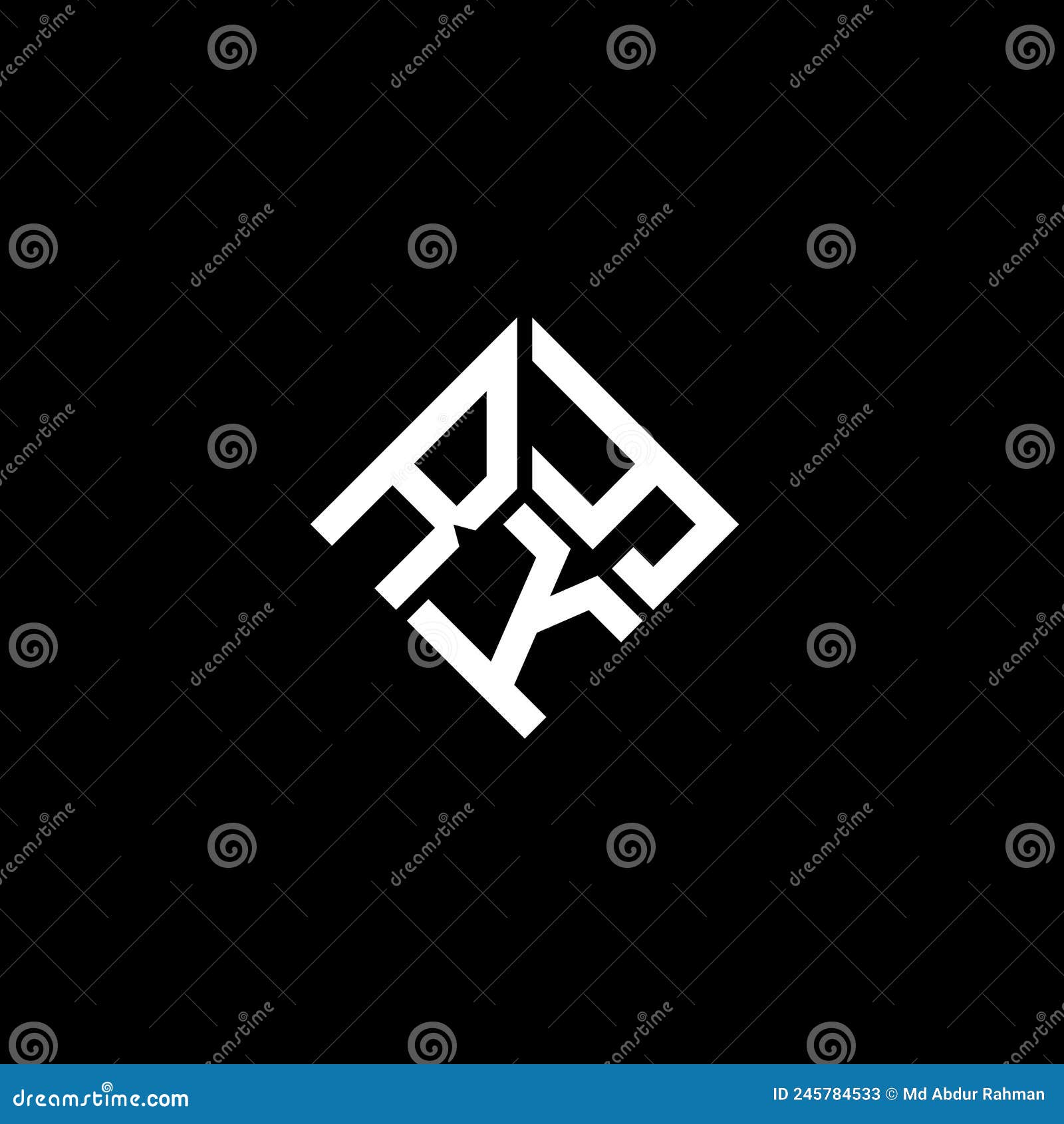 RKY Letter Logo Design on Black Background. RKY Creative Initials ...