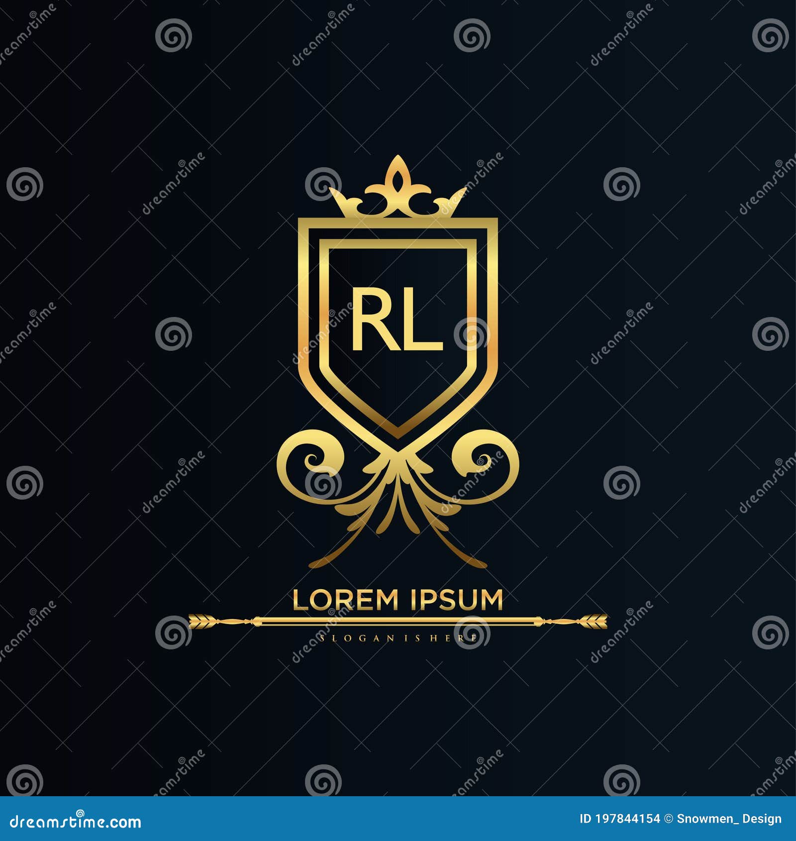 RL Letter Initial with Royal Template.elegant with Crown Logo Vector ...