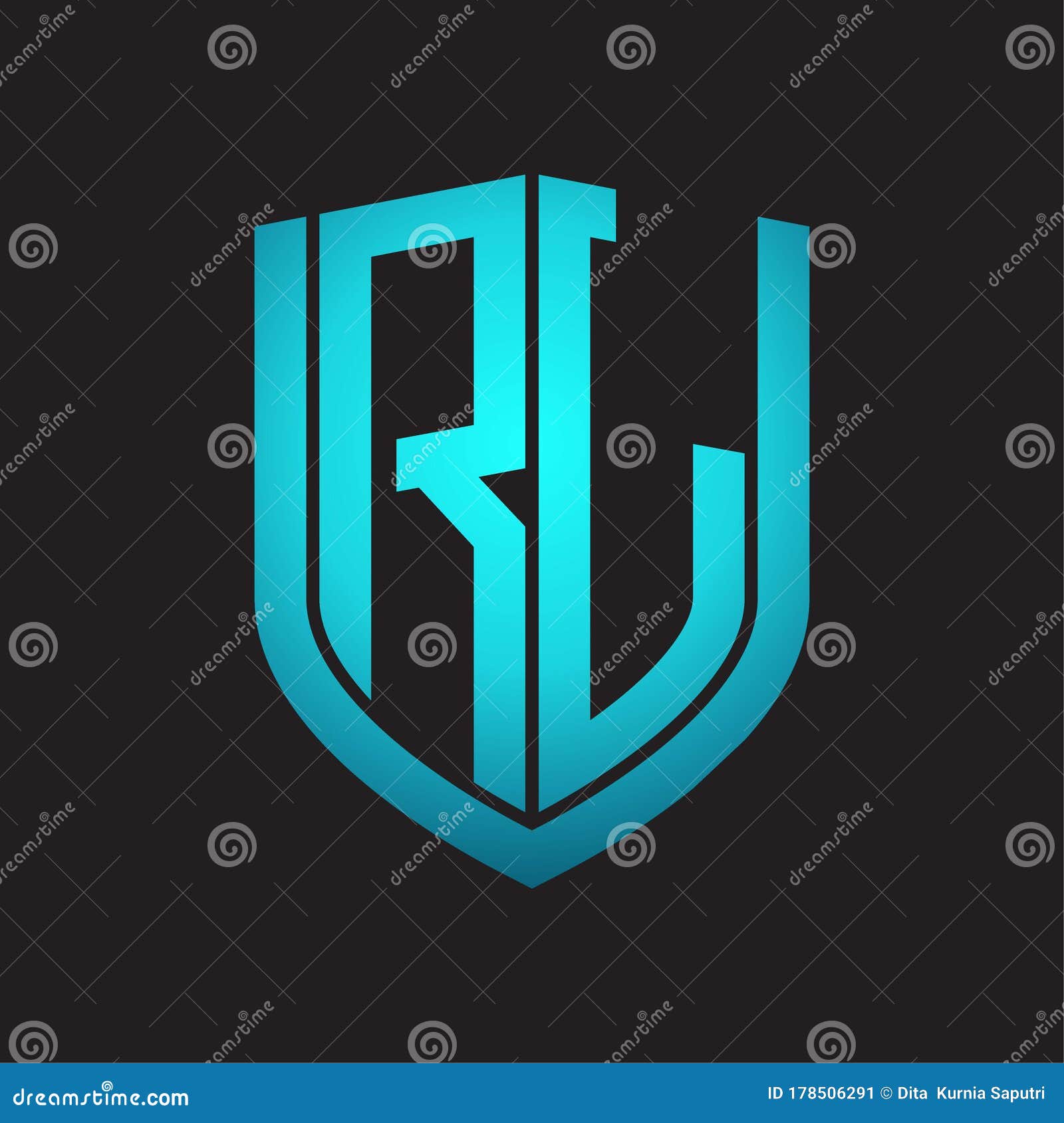 RL Logo Monogram with Emblem Shield Design Isolated with Blue Colors on ...
