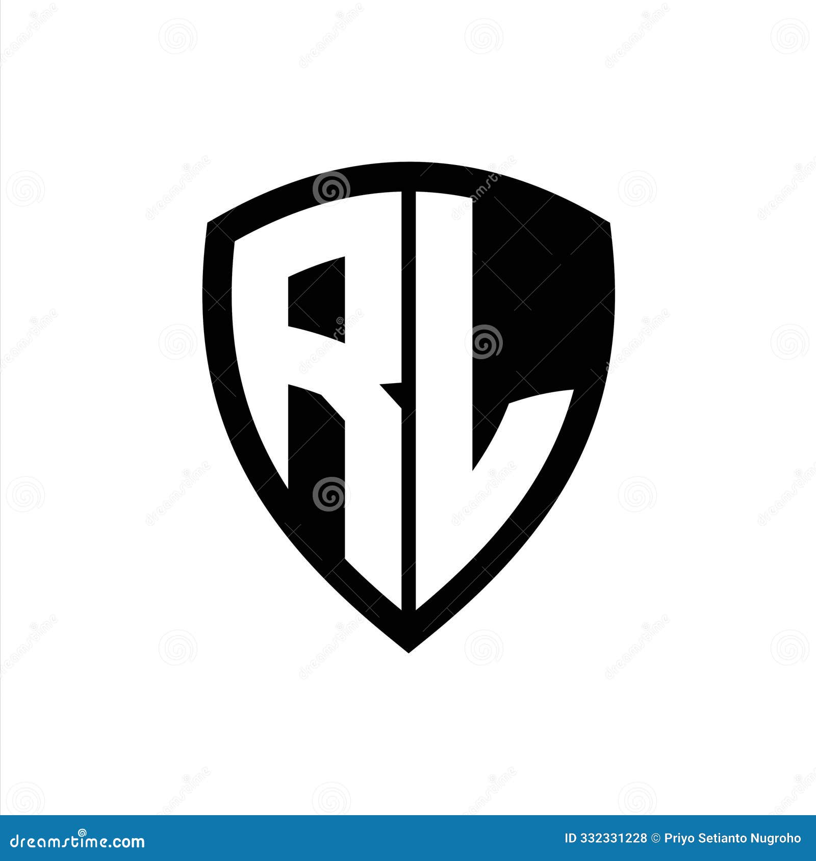 RL Monogram Logo with Bold Letters Shield Shape with Black and White ...