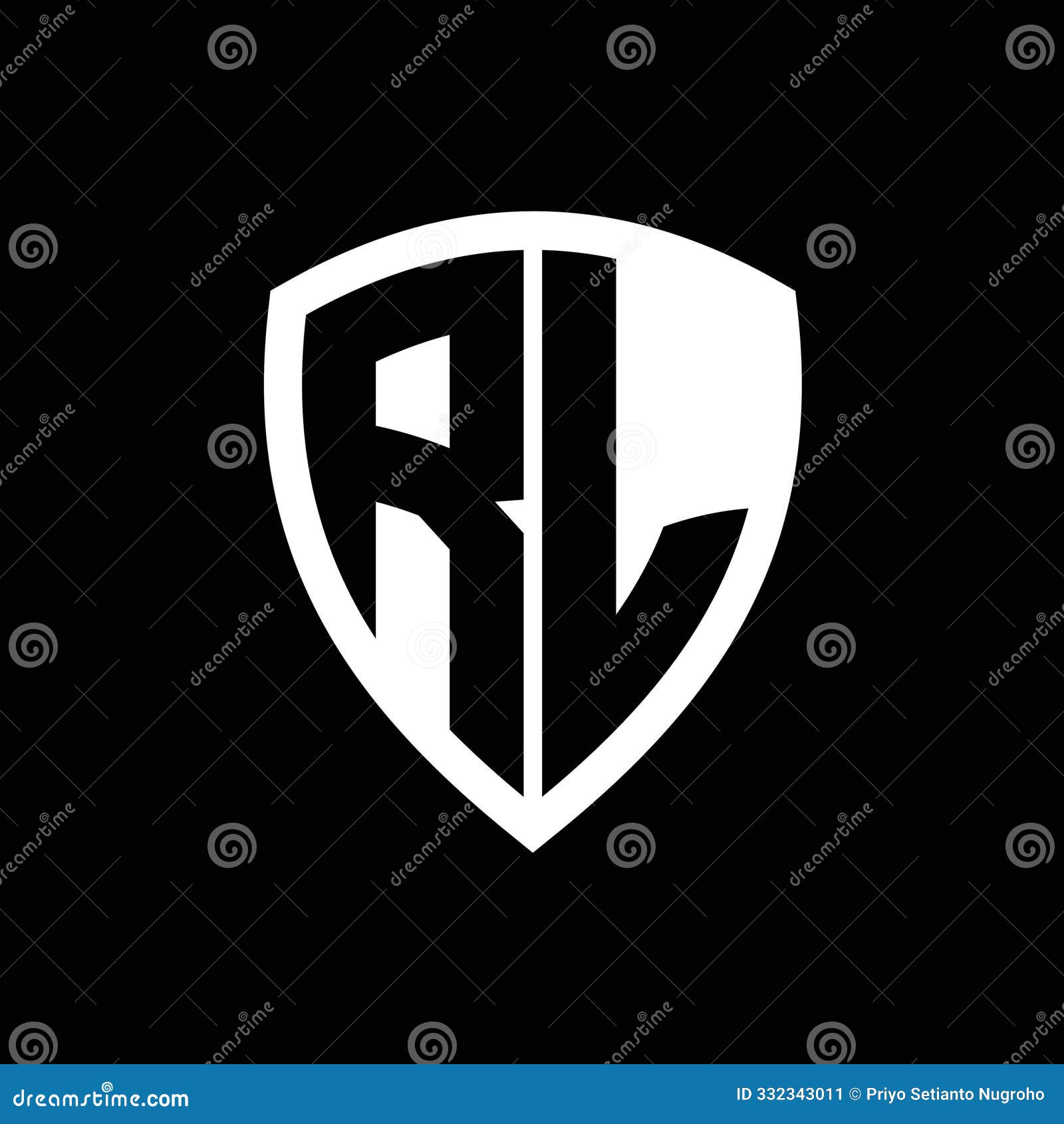 RL Monogram Logo with Bold Letters Shield Shape with Black and White ...