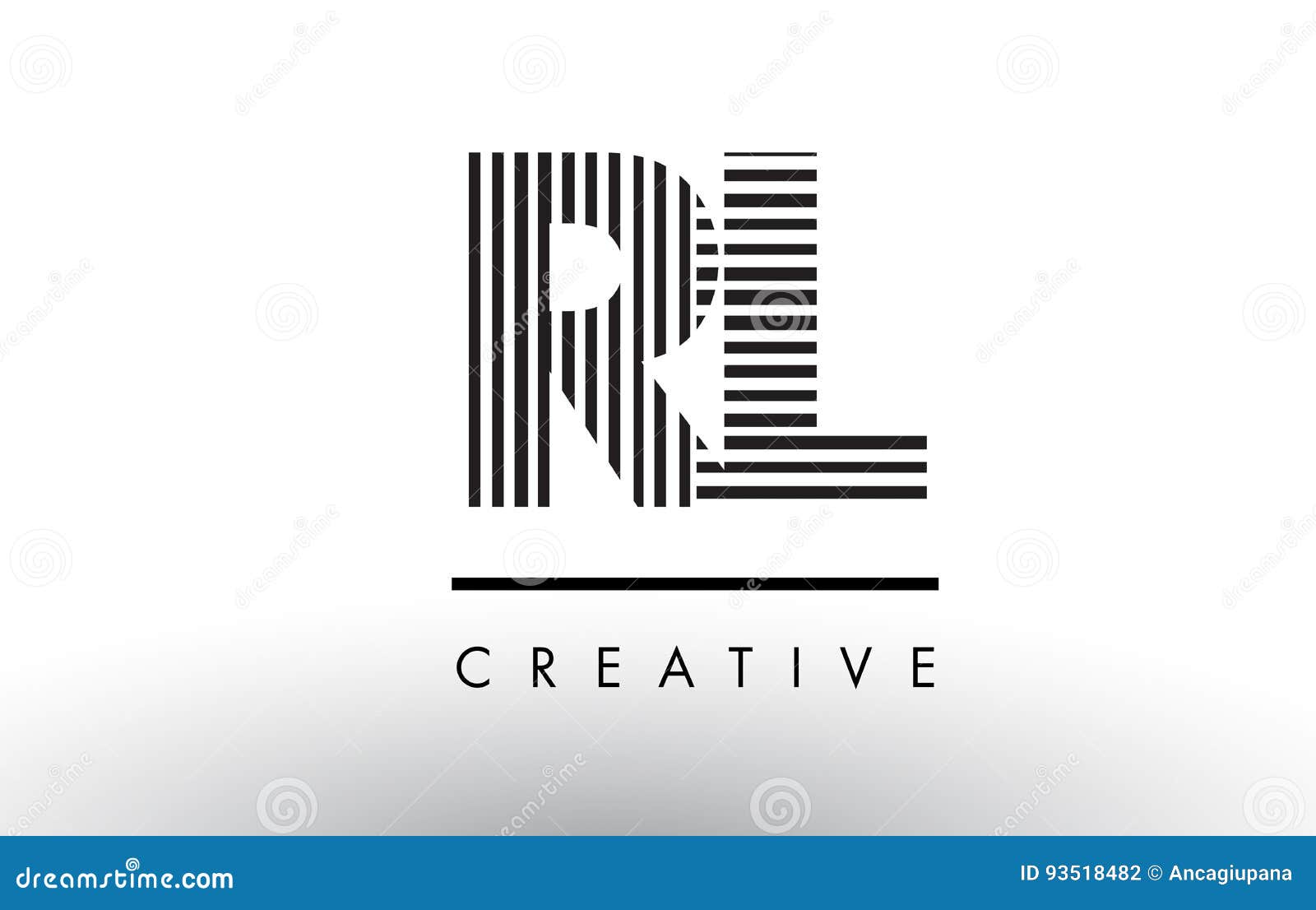 RL R L Black and White Lines Letter Logo Design. Stock Vector ...