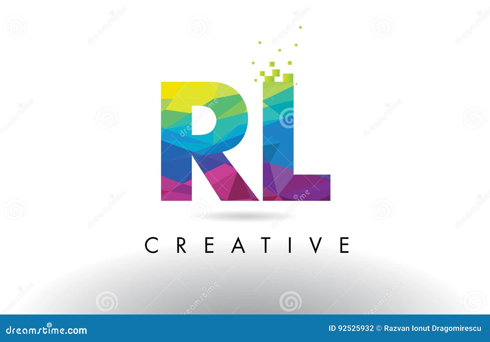 RL R L Colorful Letter Origami Triangles Design Vector. Stock Vector ...