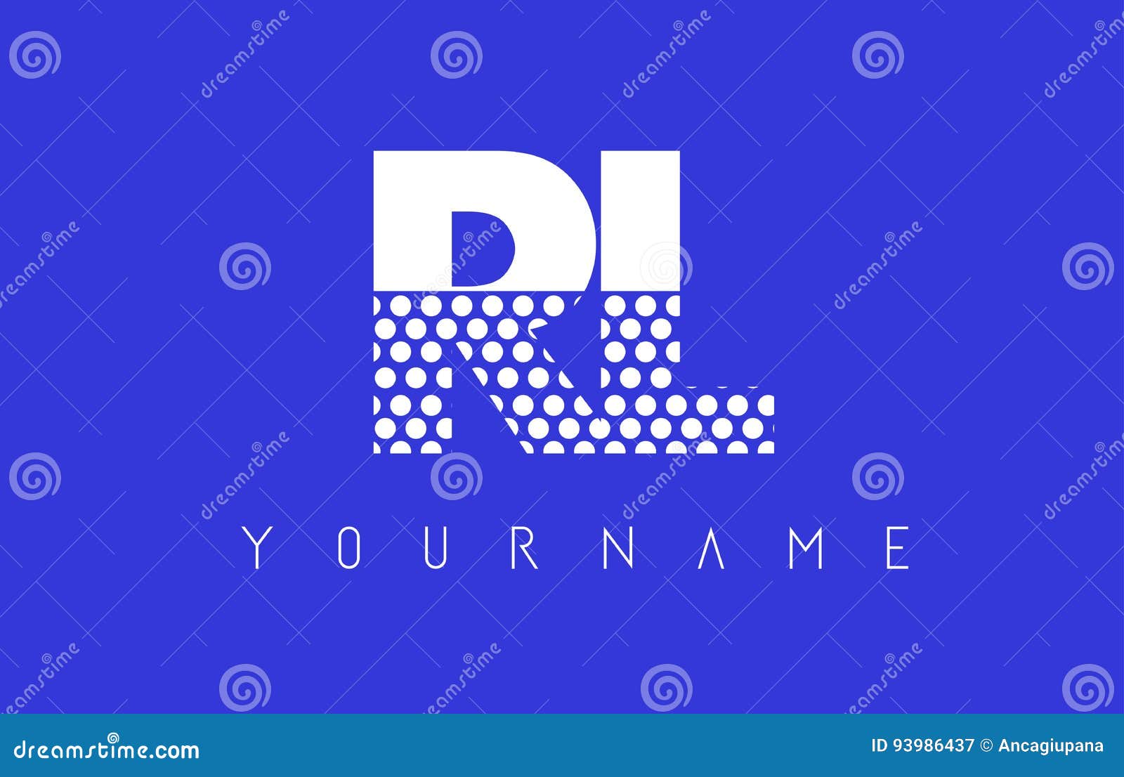 RL R L Dotted Letter Logo Design with Blue Background. Stock Vector ...