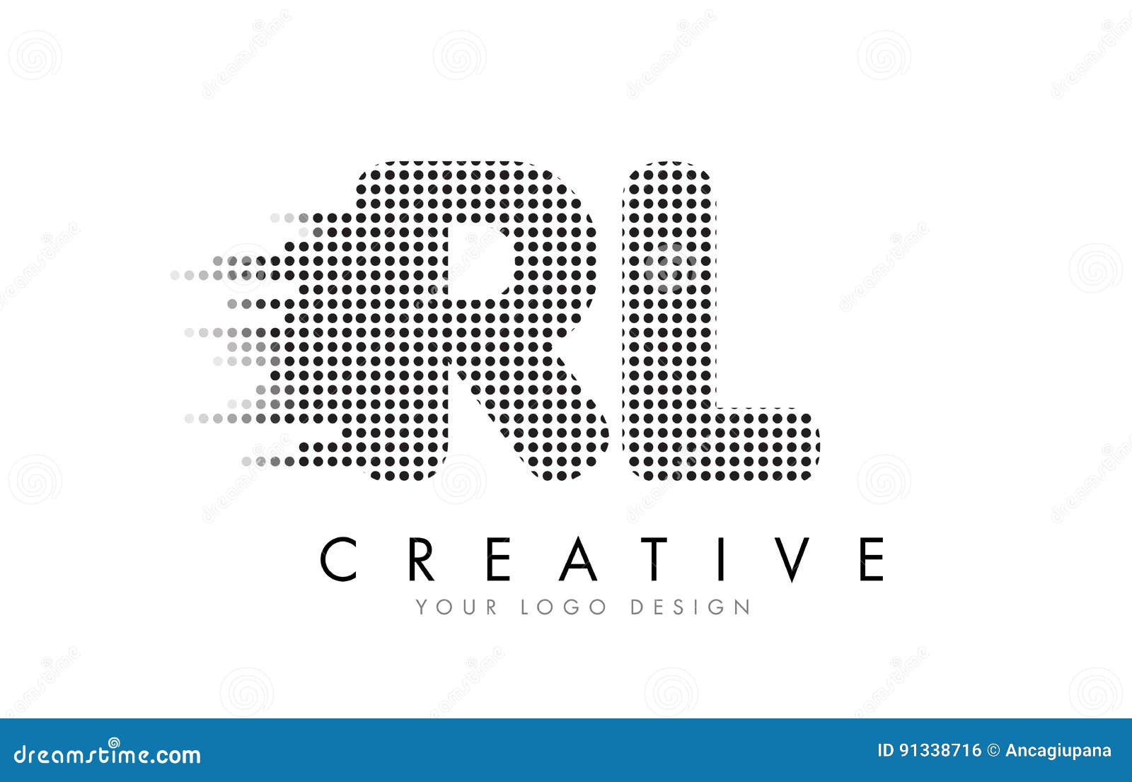 RL R L Letter Logo with Black Dots and Trails. Stock Vector ...
