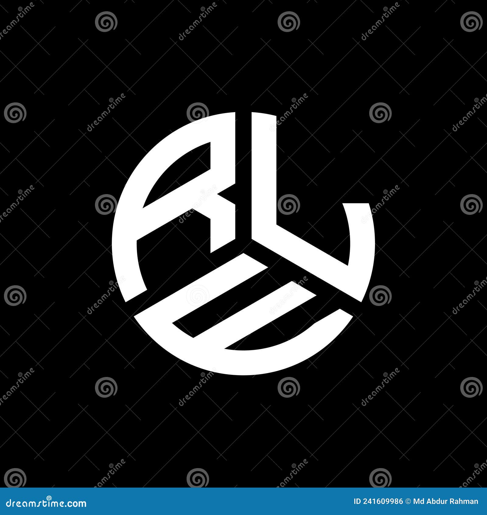 RLE Letter Logo Design on Black Background. RLE Creative Initials ...