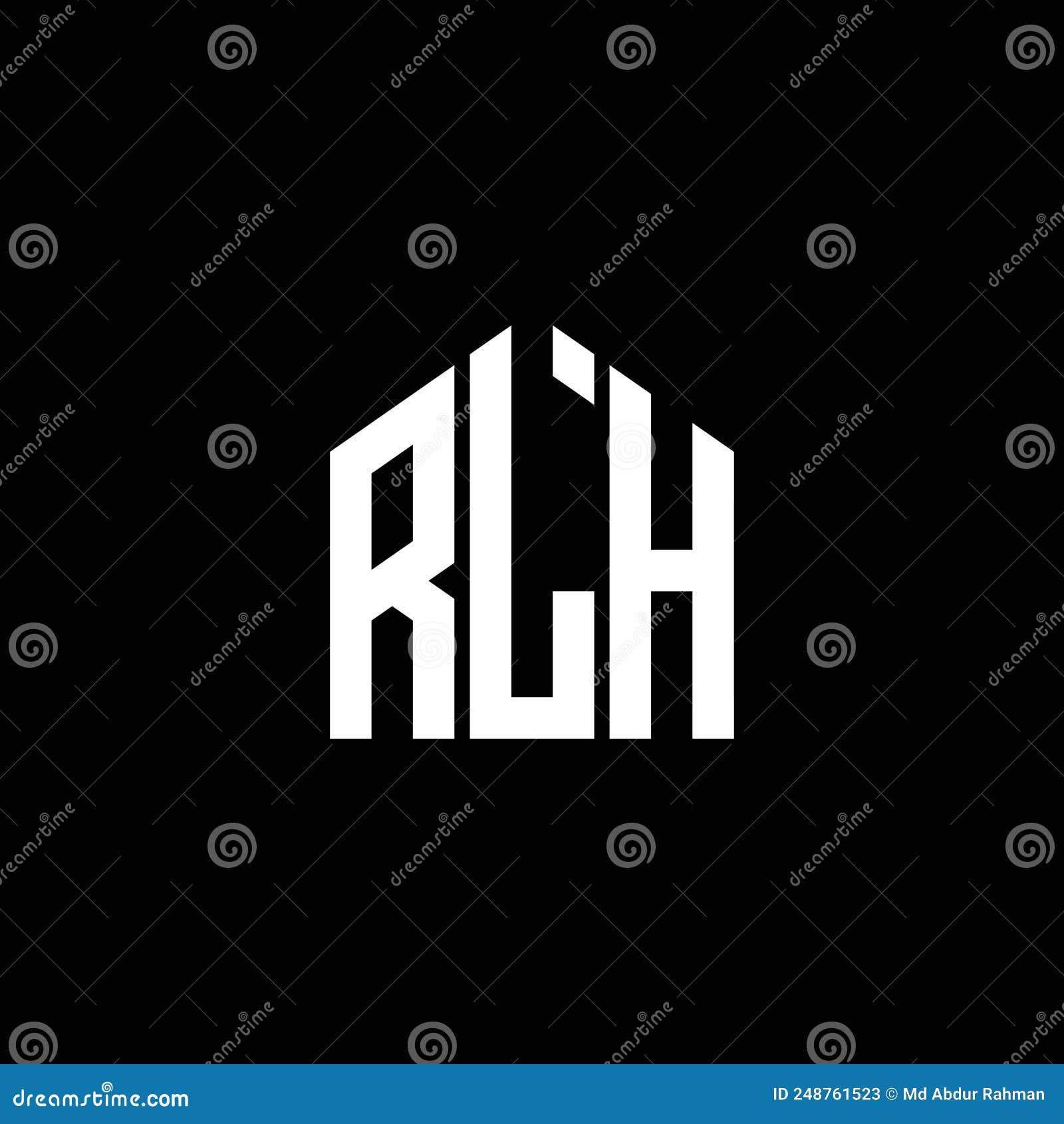 RLH Letter Logo Design on BLACK Background. RLH Creative Initials ...