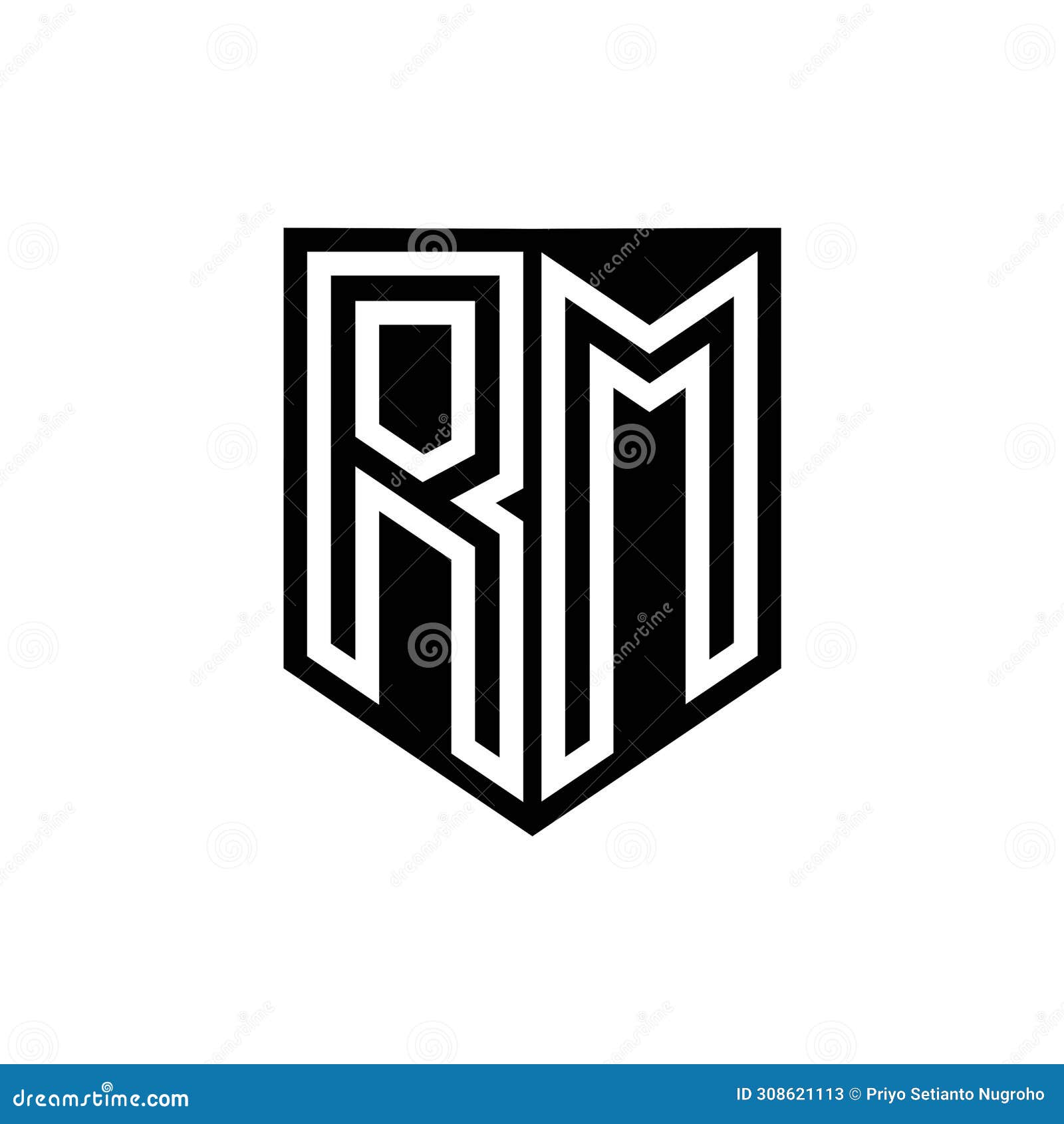 RM Logo Monogram Shield Geometric White Line Inside Black Shield Color ...