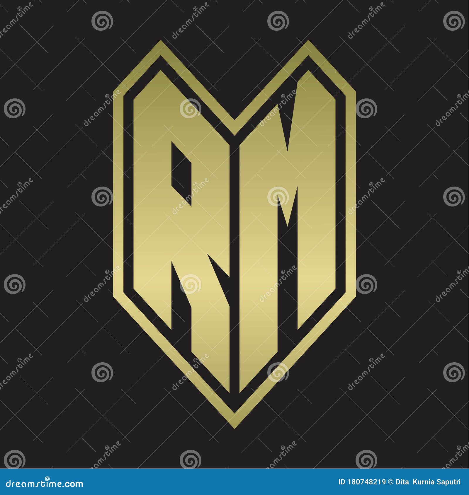 RM Logo Monogram with Emblem Line Style Isolated on Gold Colors Stock ...