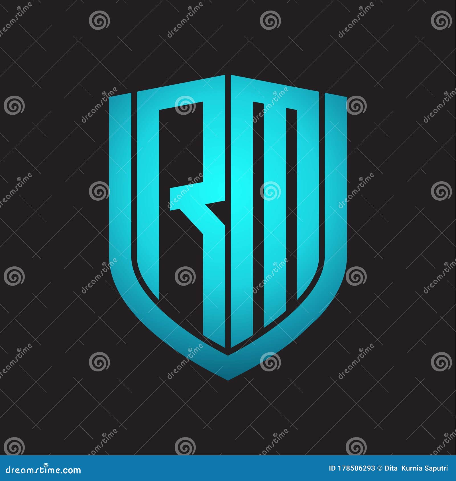 RM Logo Monogram with Emblem Shield Design Isolated with Blue Colors on ...