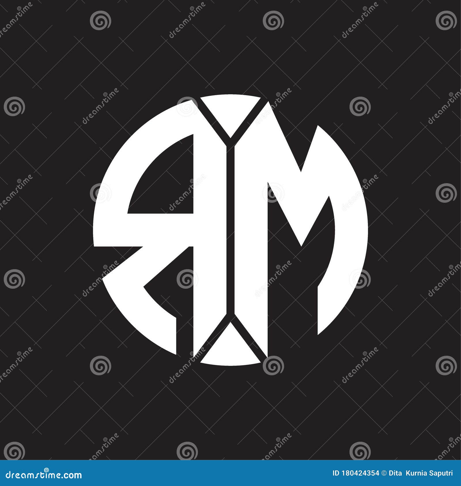 RM Logo Monogram with Piece Circle Ribbon Style Stock Vector ...