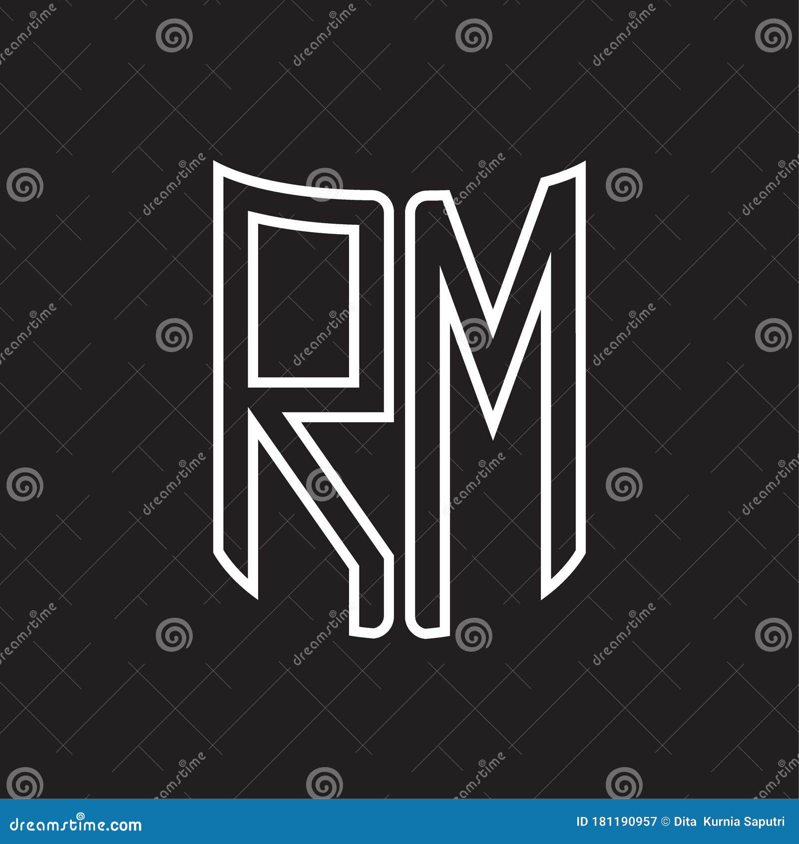 RM Logo Monogram with Ribbon Style Outline Design Template Stock Vector ...