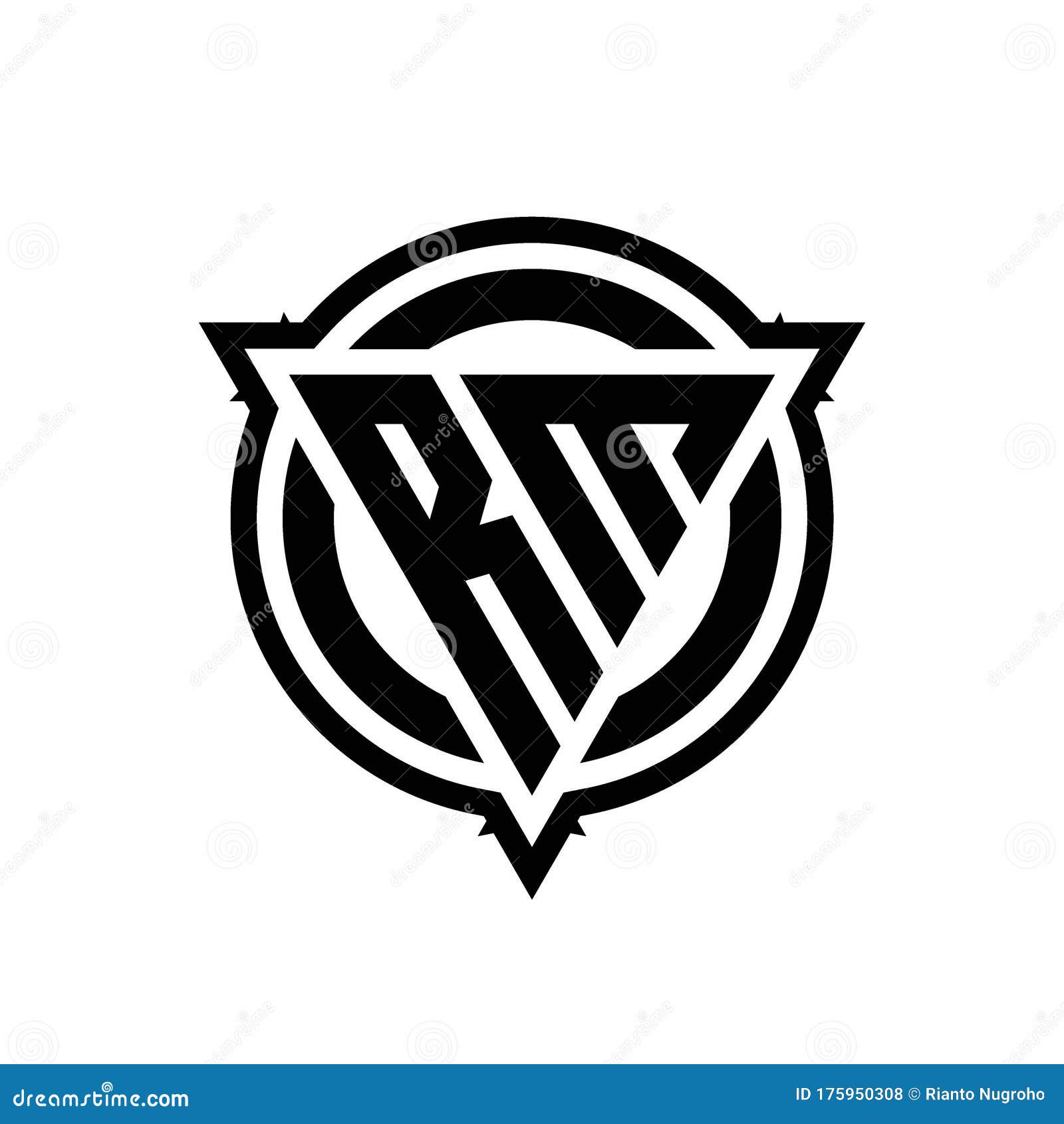 RM Logo with Triangle Shape and Circle with Outline Rounded Design ...