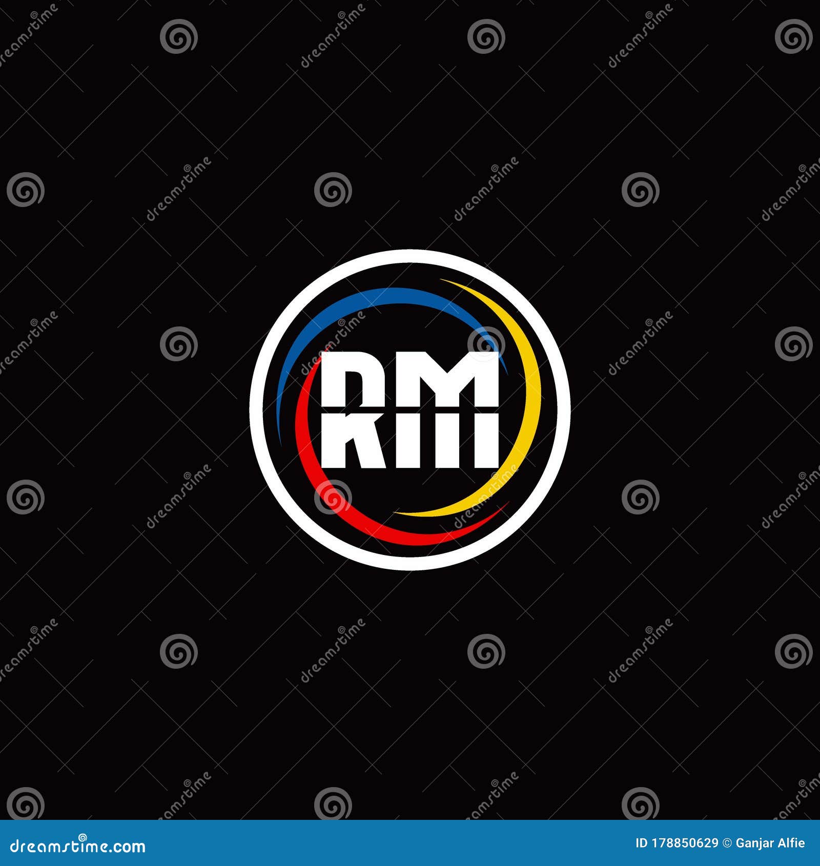 RM Monogram Logo Isolated on Circle Shape with 3 Slash Colors Rounded ...
