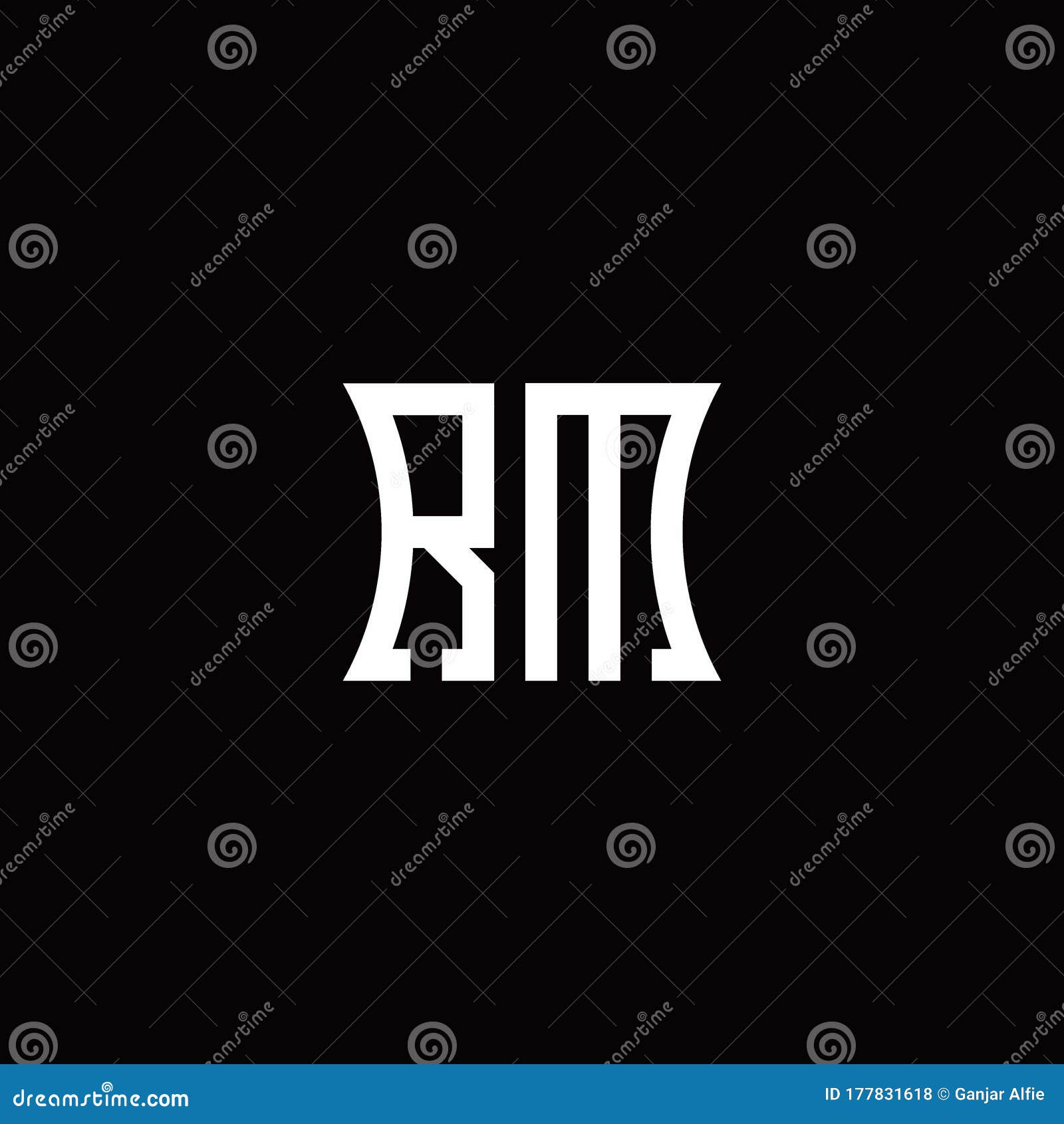RM Monogram Logo Letter with Curved Side Style Stock Vector ...