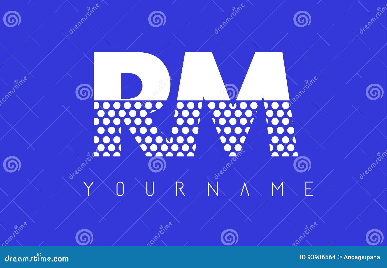 RM R M Dotted Letter Logo Design with Blue Background. Stock Vector ...