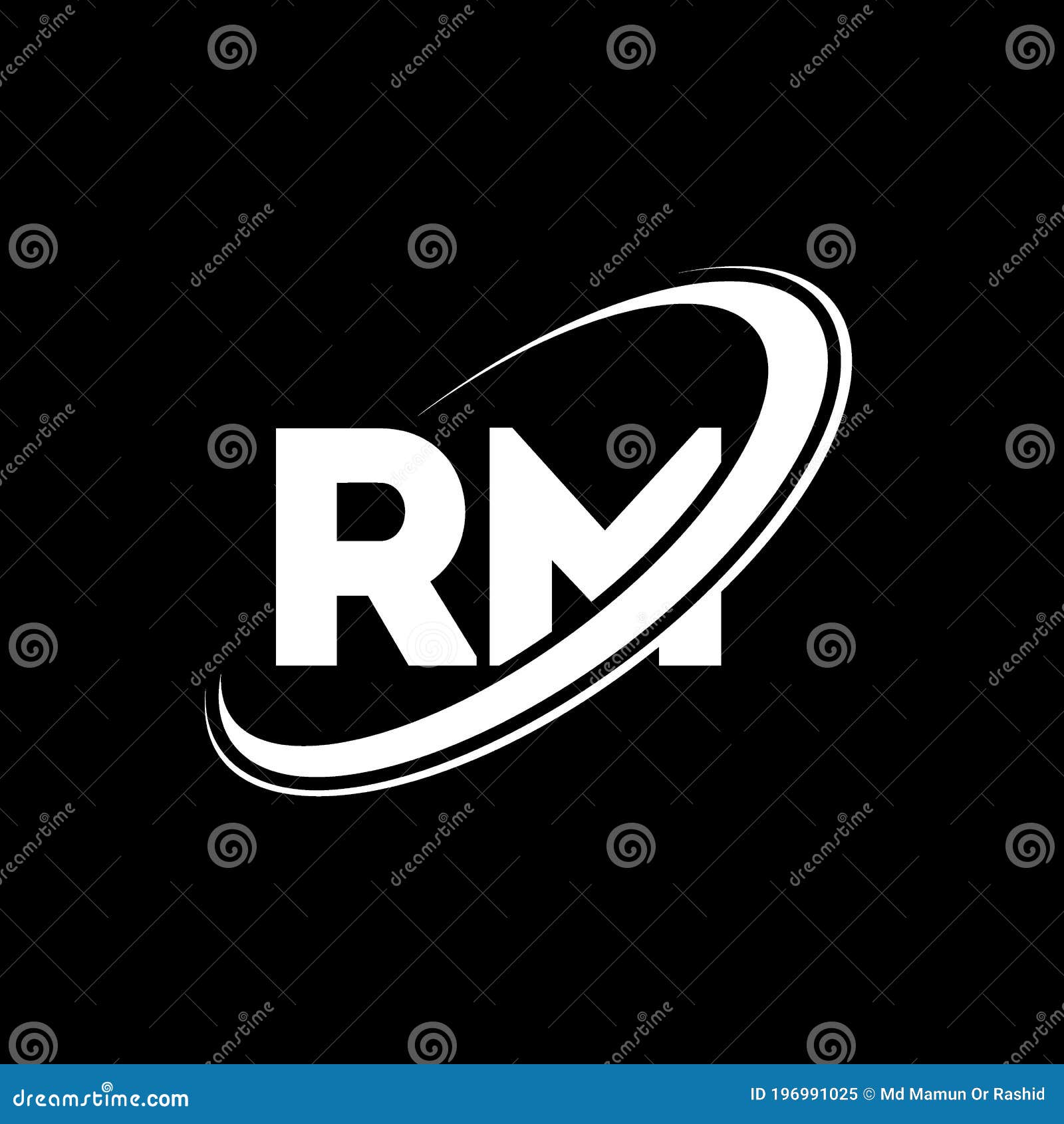 RM R M Letter Logo Design. Initial Letter RM Linked Circle Uppercase ...
