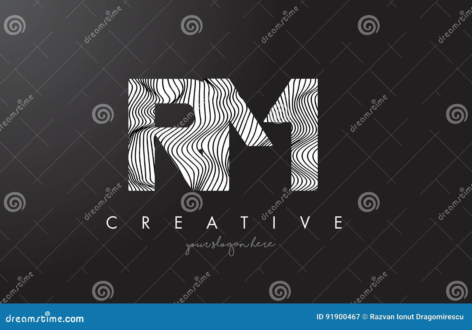 RM R M Letter Logo with Zebra Lines Texture Design Vector. Stock Vector ...