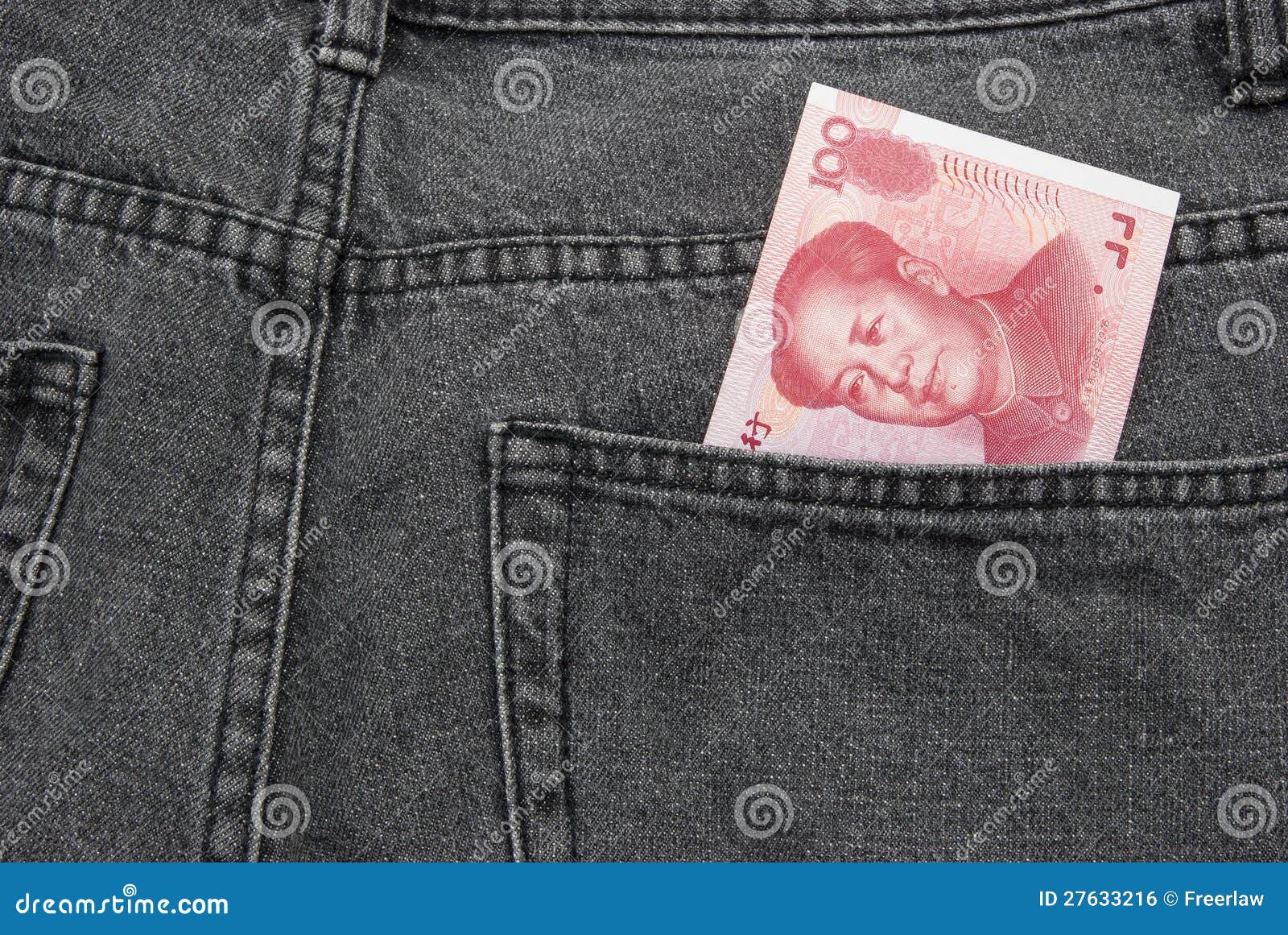 RMB pocket money stock photo. Image of money, save, denim - 27633216