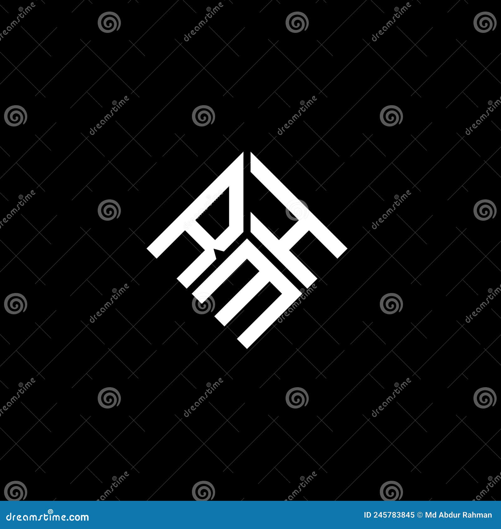 RMH Letter Logo Design on Black Background. RMH Creative Initials ...