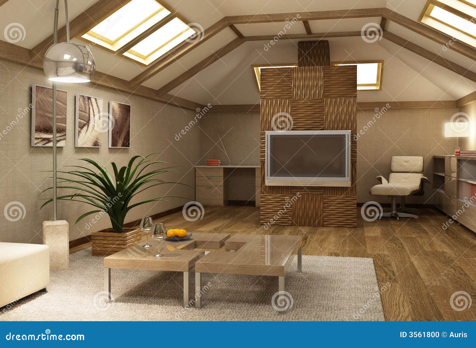 Rmodern Mezzanine Interior 3d Stock Photo - Image of living, elegance ...