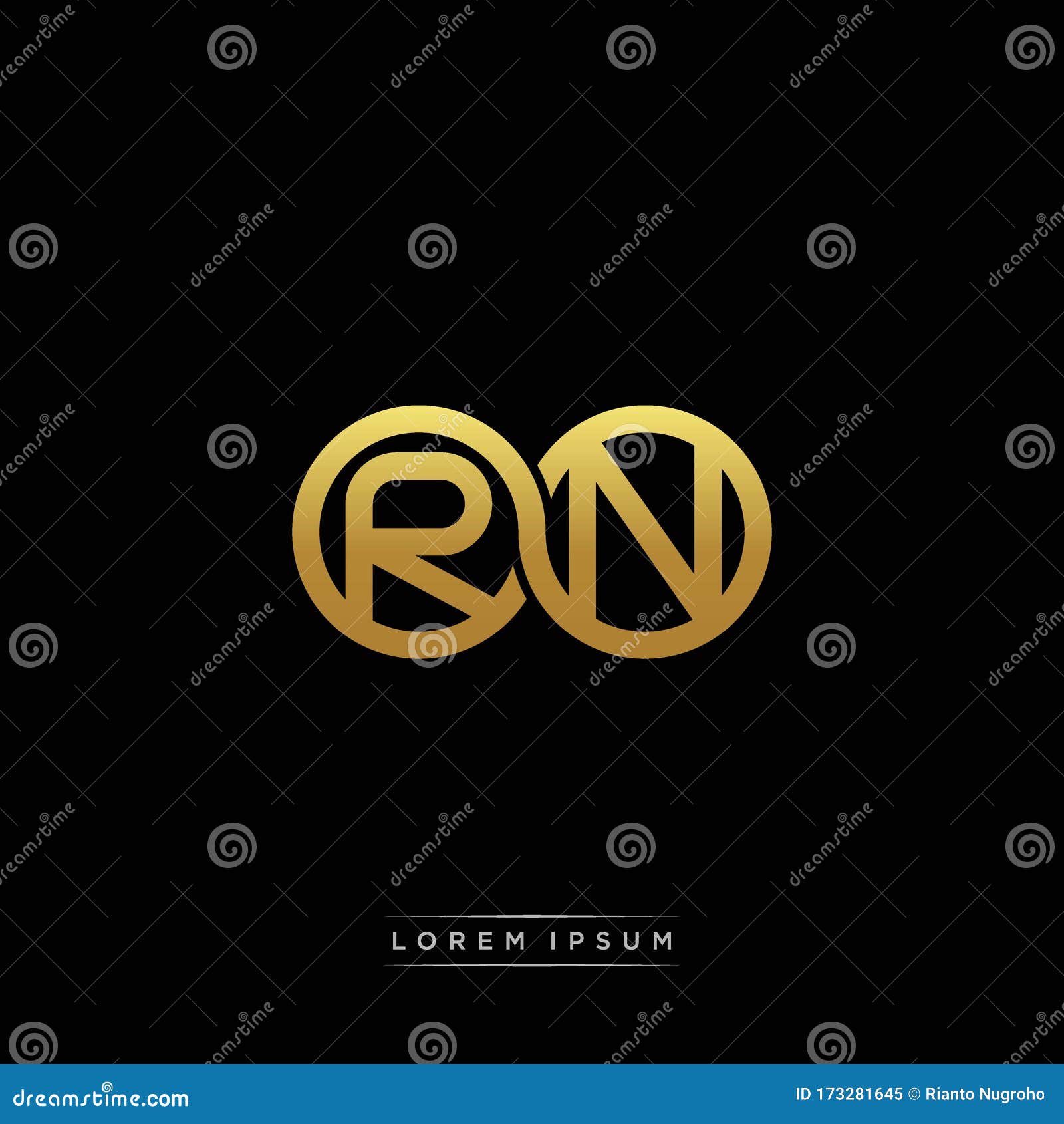 RN Initial Letter Linked Circle Capital Monogram Logo Modern Template ...
