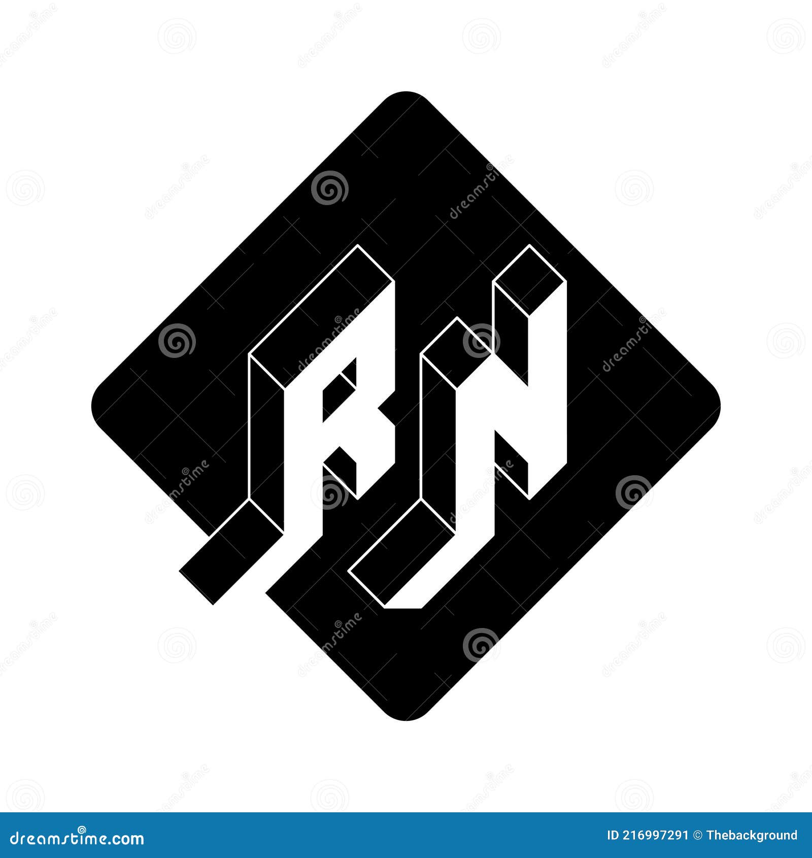 RN - 2-letter Code. R and N - Monogram or Logotype. Isometric 3d Font ...