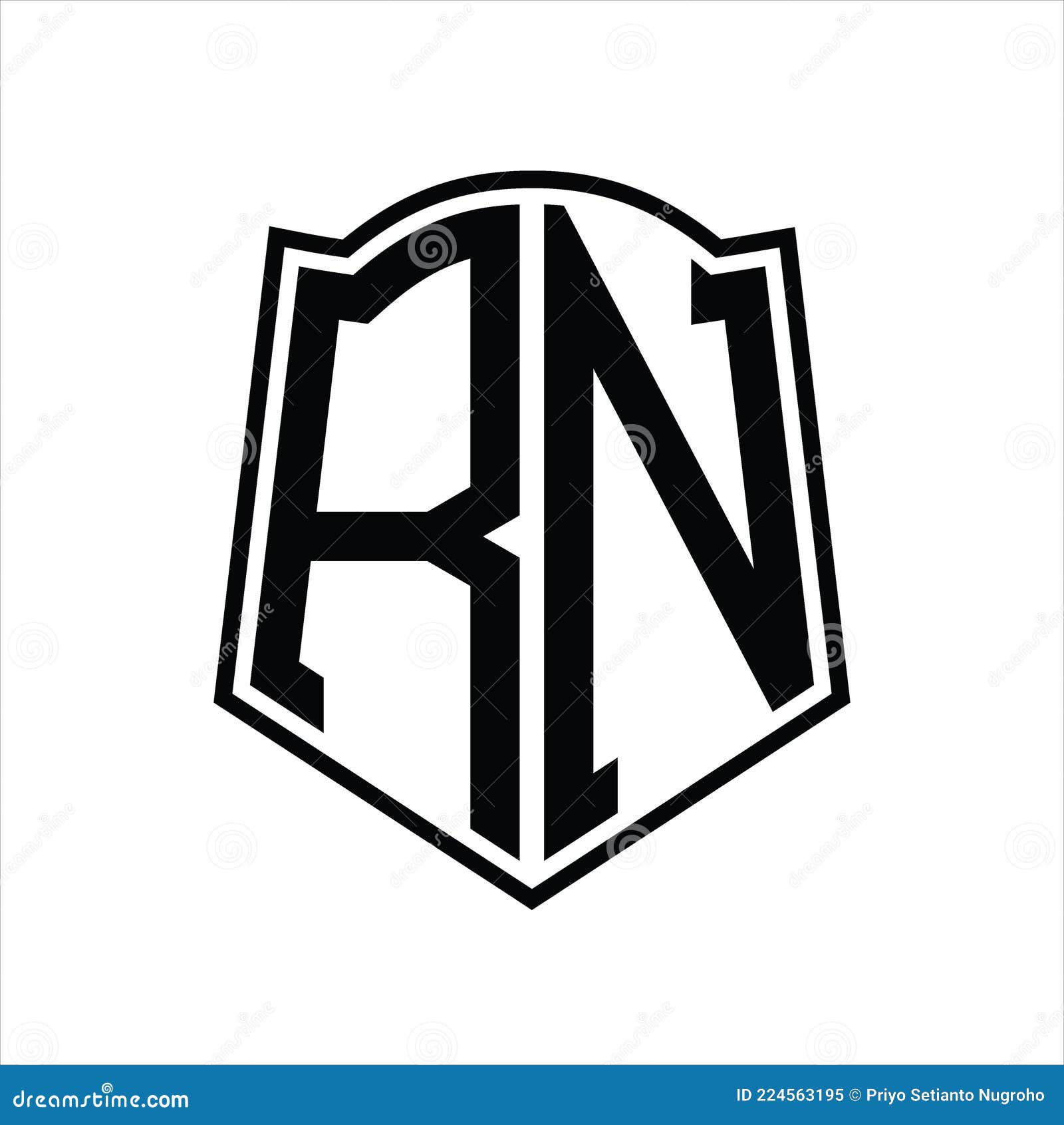 RN Logo Monogram with Shield Shape Outline Design Template Stock Vector ...