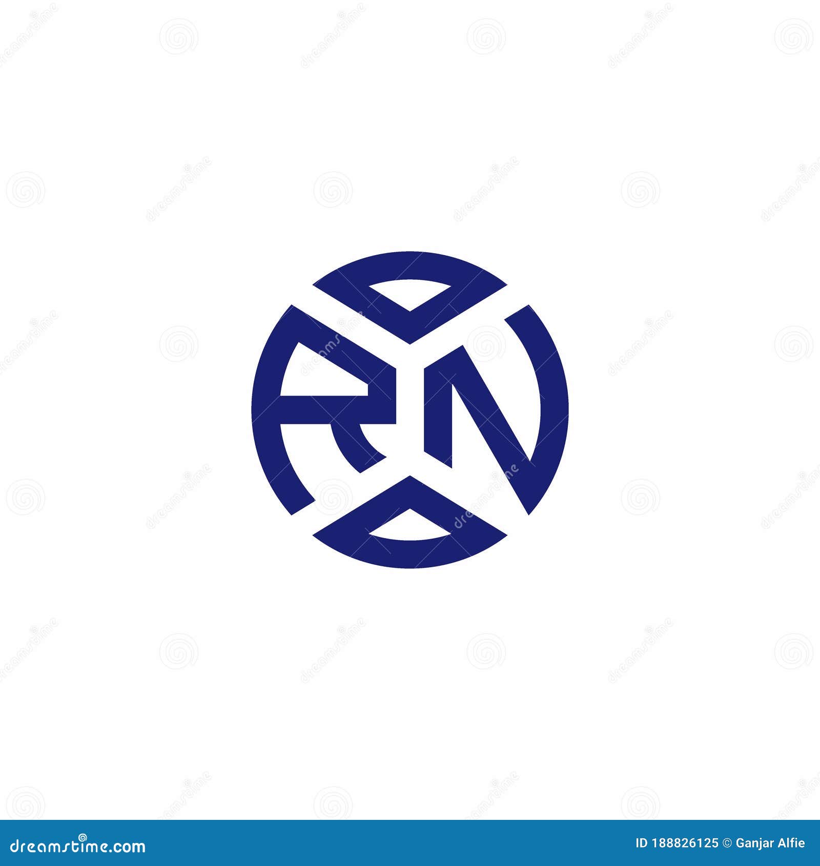 RN Monogram Logo with Abstract Shapes in Modern Style Stock Vector ...