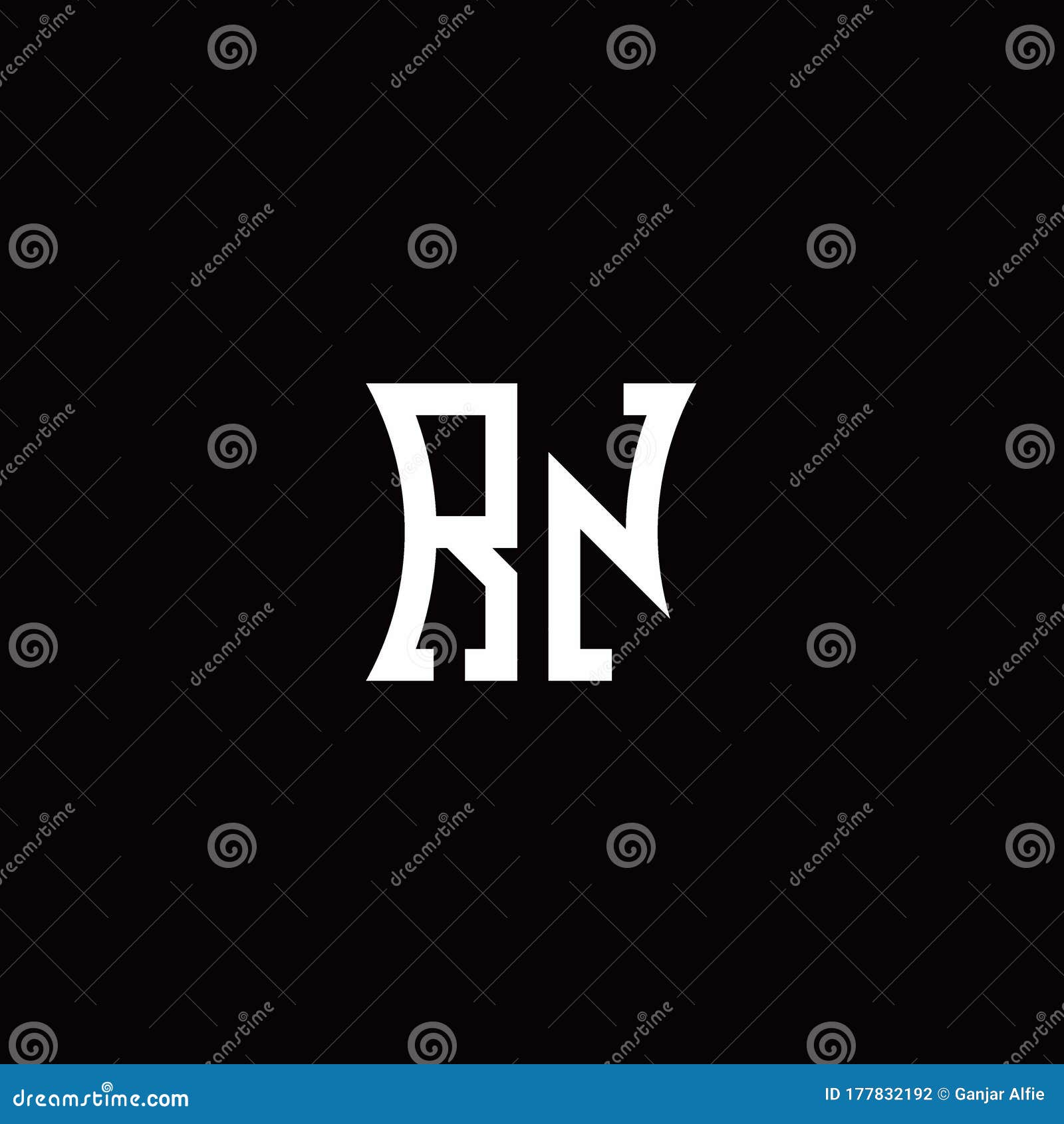 RN Monogram Logo Letter with Curved Side Style Stock Vector ...