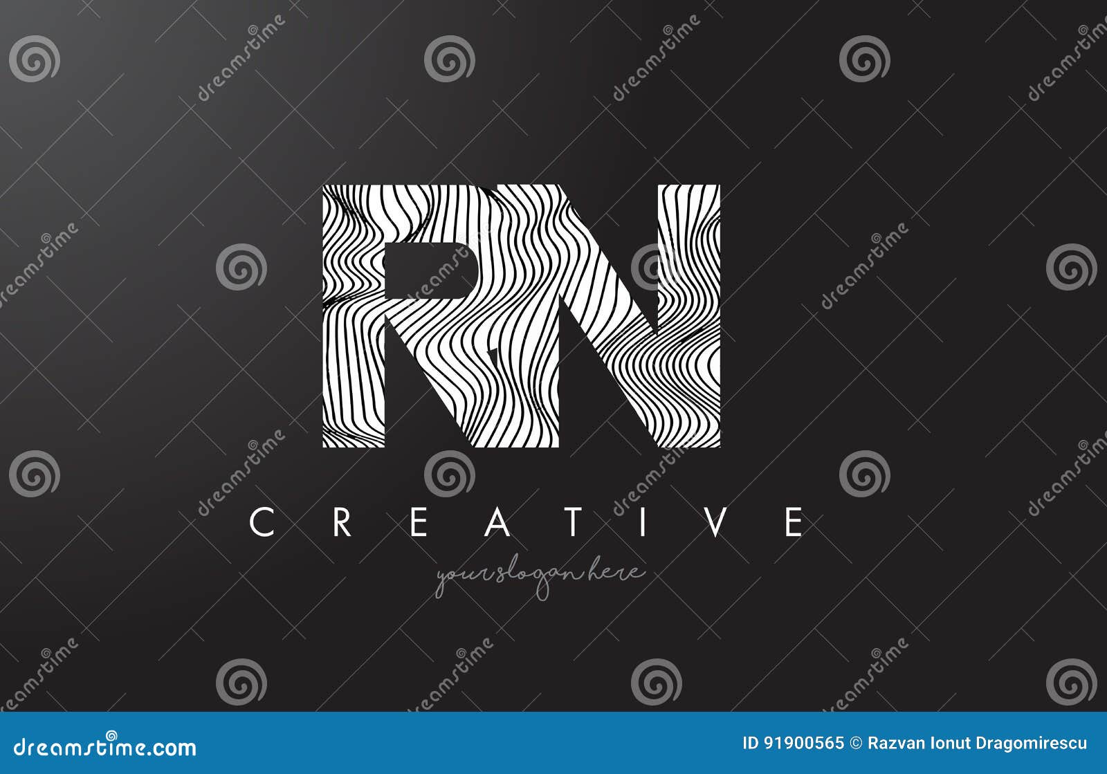 RN R N Letter Logo with Zebra Lines Texture Design Vector. Stock Vector ...