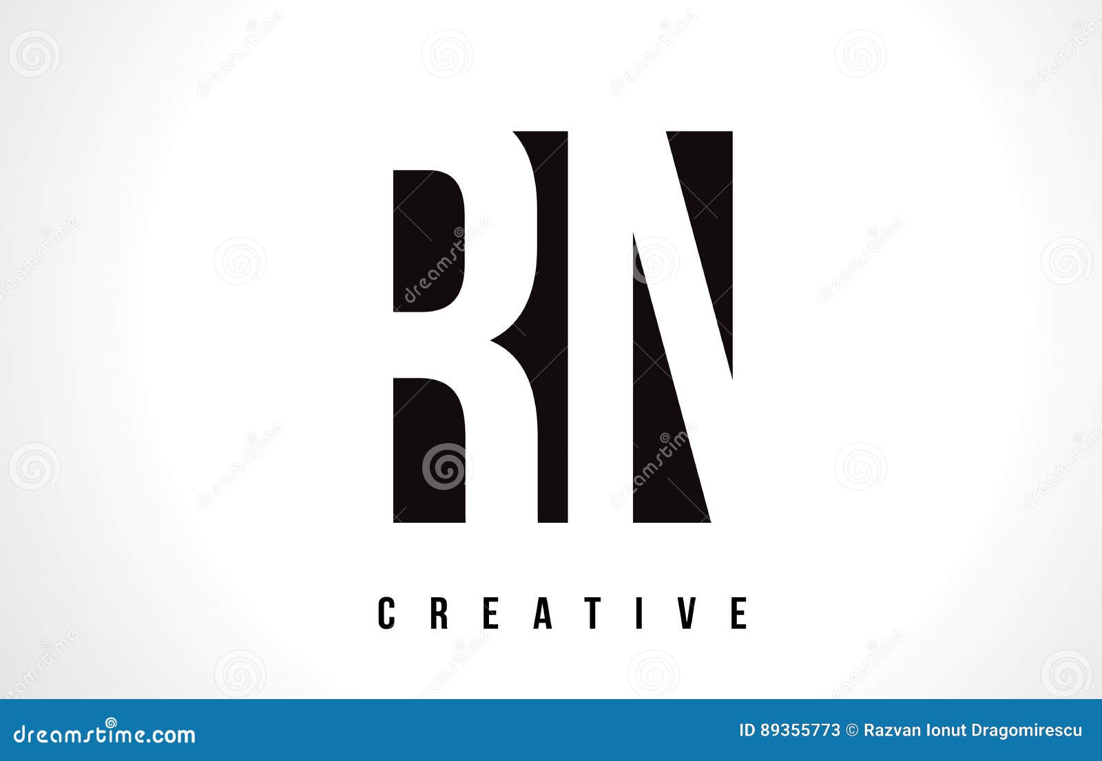 RN R N White Letter Logo Design with Black Square. Stock Vector ...