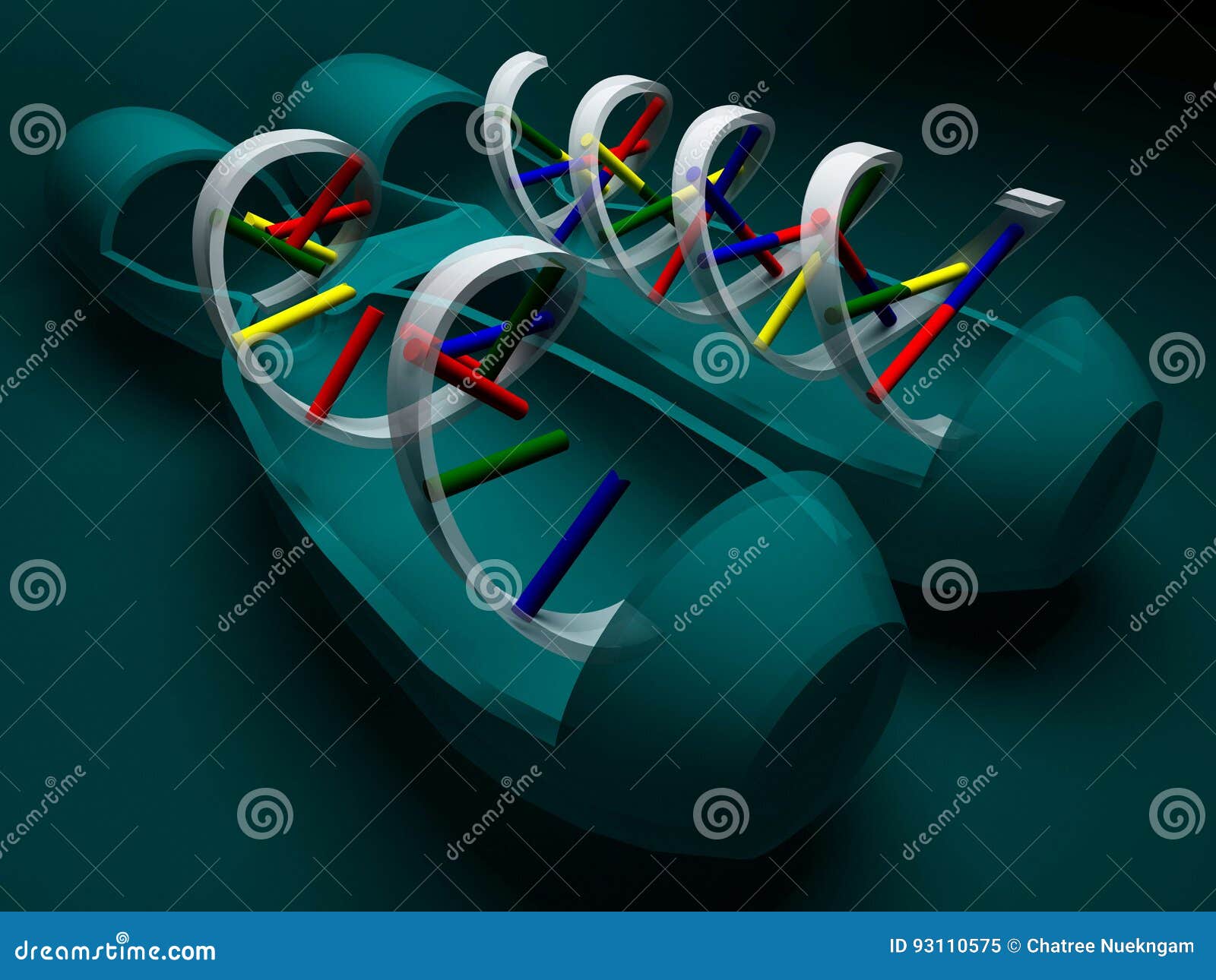 RNA with DNA,3D rendering stock illustration. Illustration of helix ...