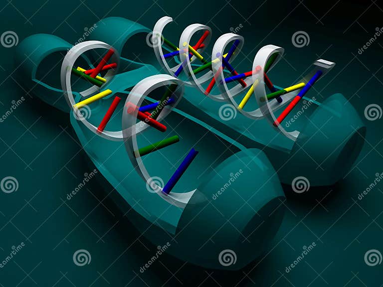 RNA with DNA,3D rendering stock illustration. Illustration of helix ...