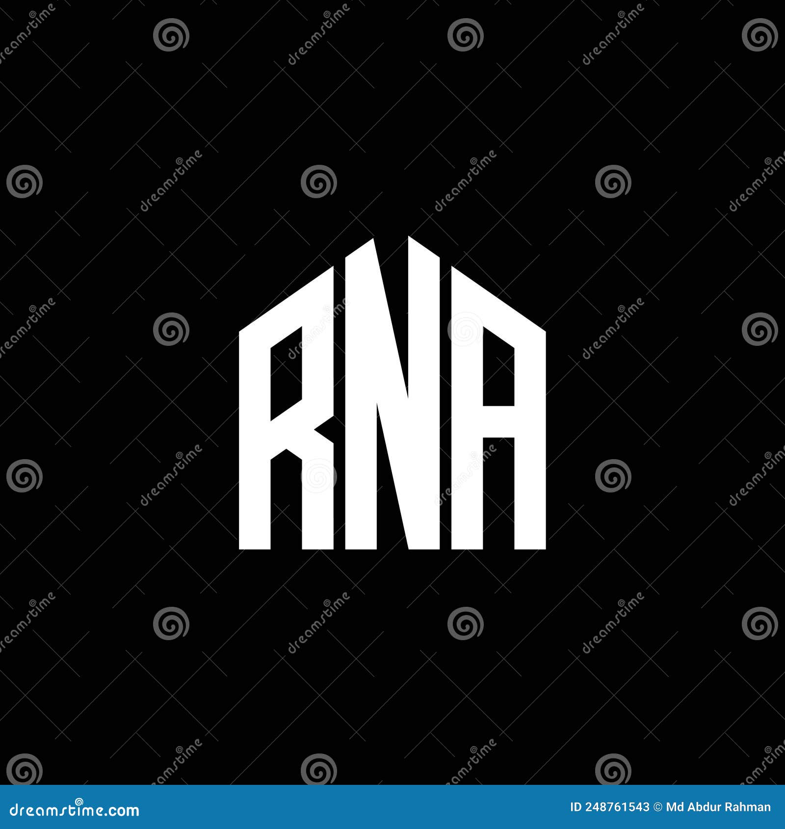 RNA Letter Logo Design on BLACK Background. RNA Creative Initials ...