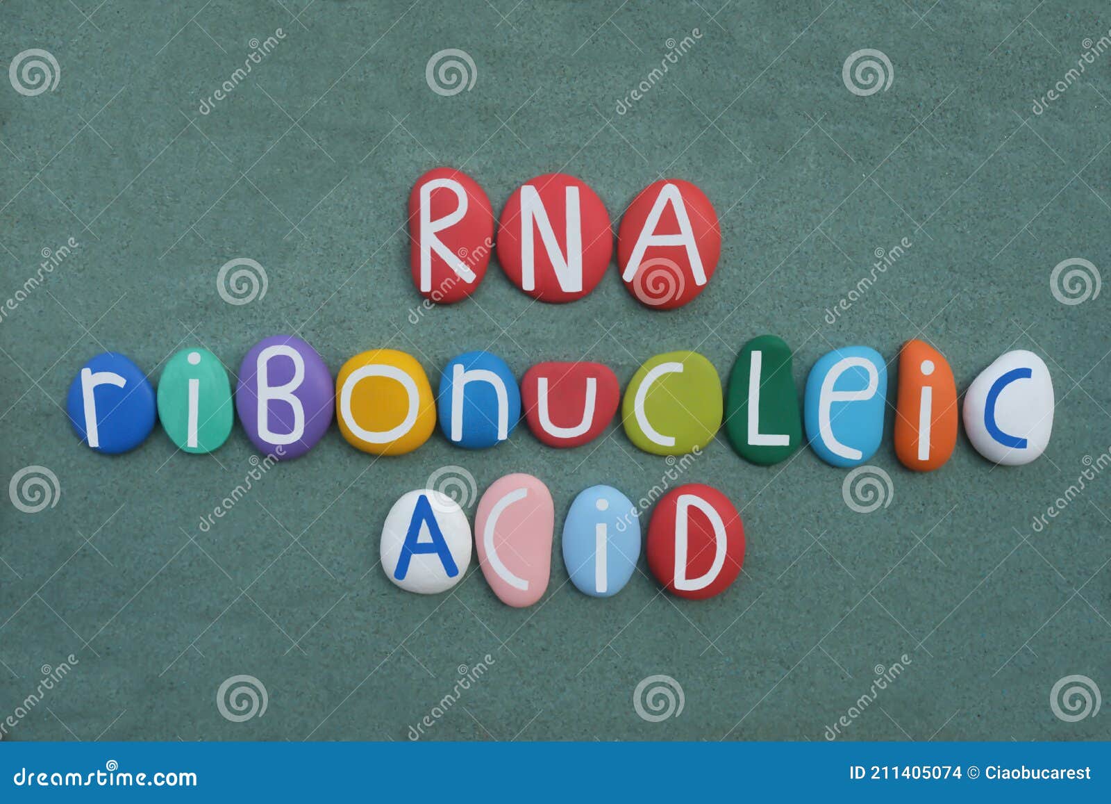 RNA, Ribonucleic Acid Text Composed with Multi Colored Stone Letters ...