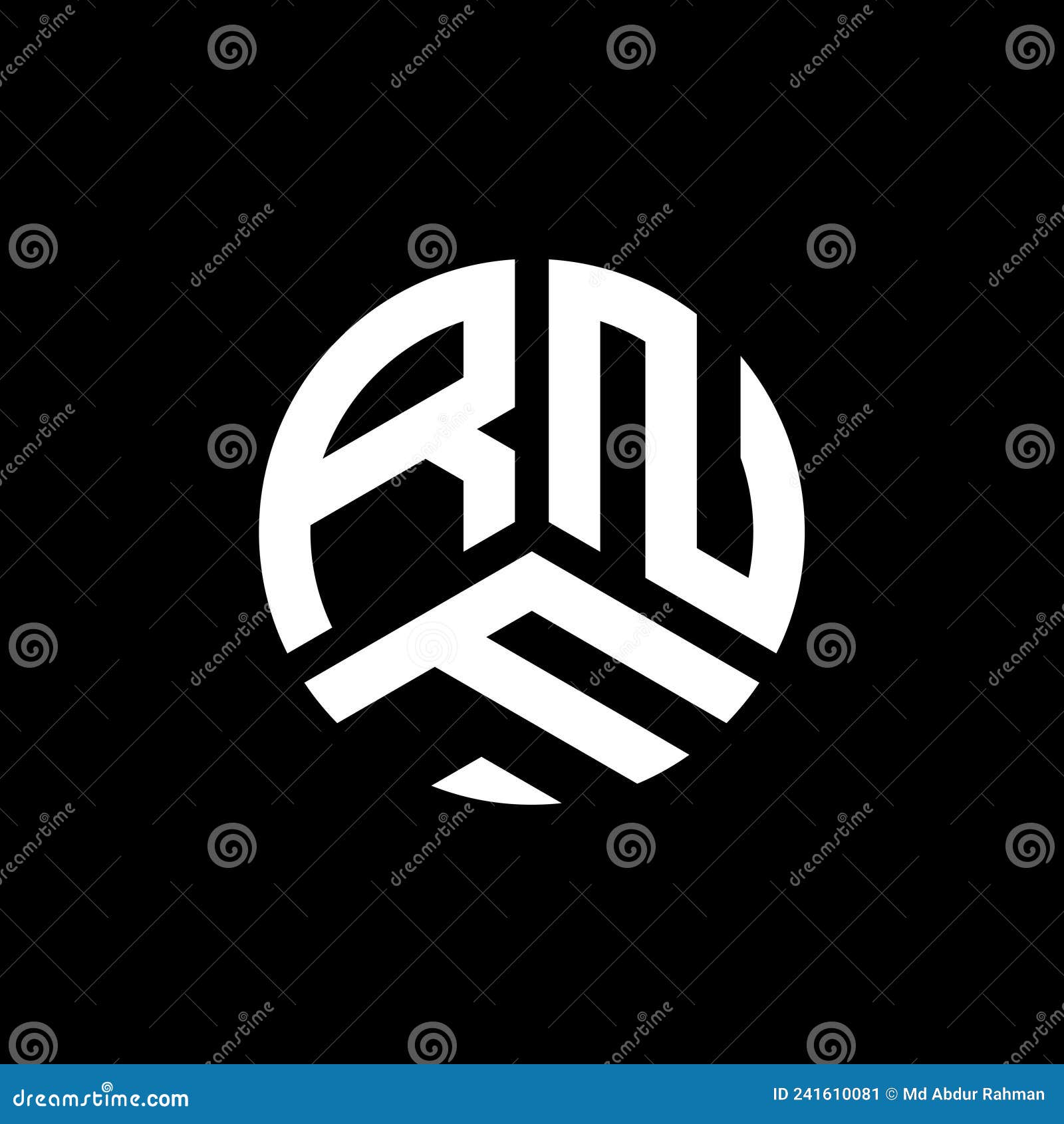 RNF Letter Logo Design on Black Background. RNF Creative Initials ...