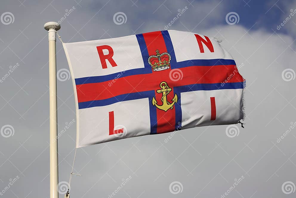 RNLI Flag Flying on Flagpole Editorial Stock Photo - Image of life ...
