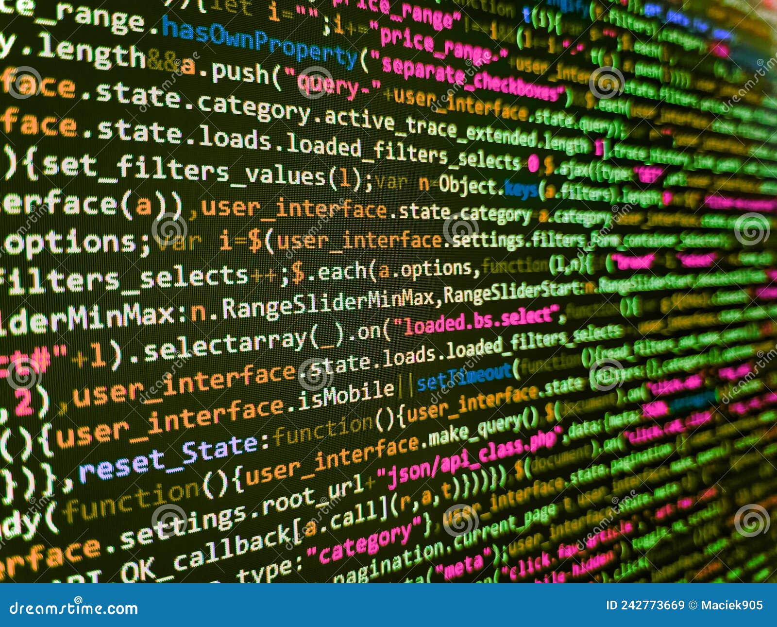 Rnn Neural Network Source Code Closeup Of Java Script And Html Code Database Bits Access 0284