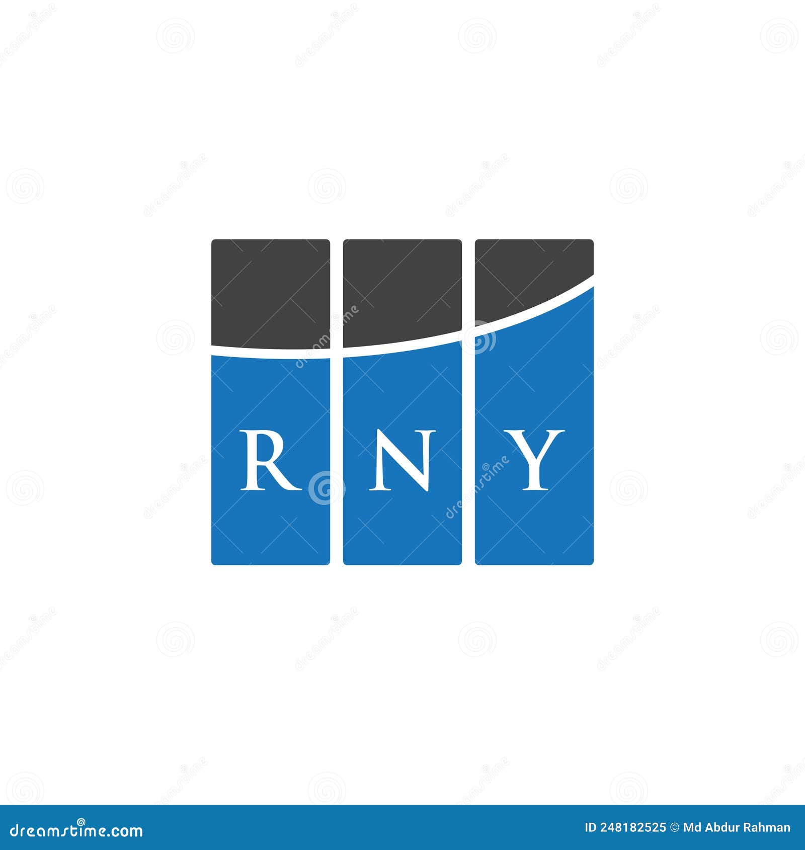 RNY Letter Logo Design on WHITE Background. RNY Creative Initials ...