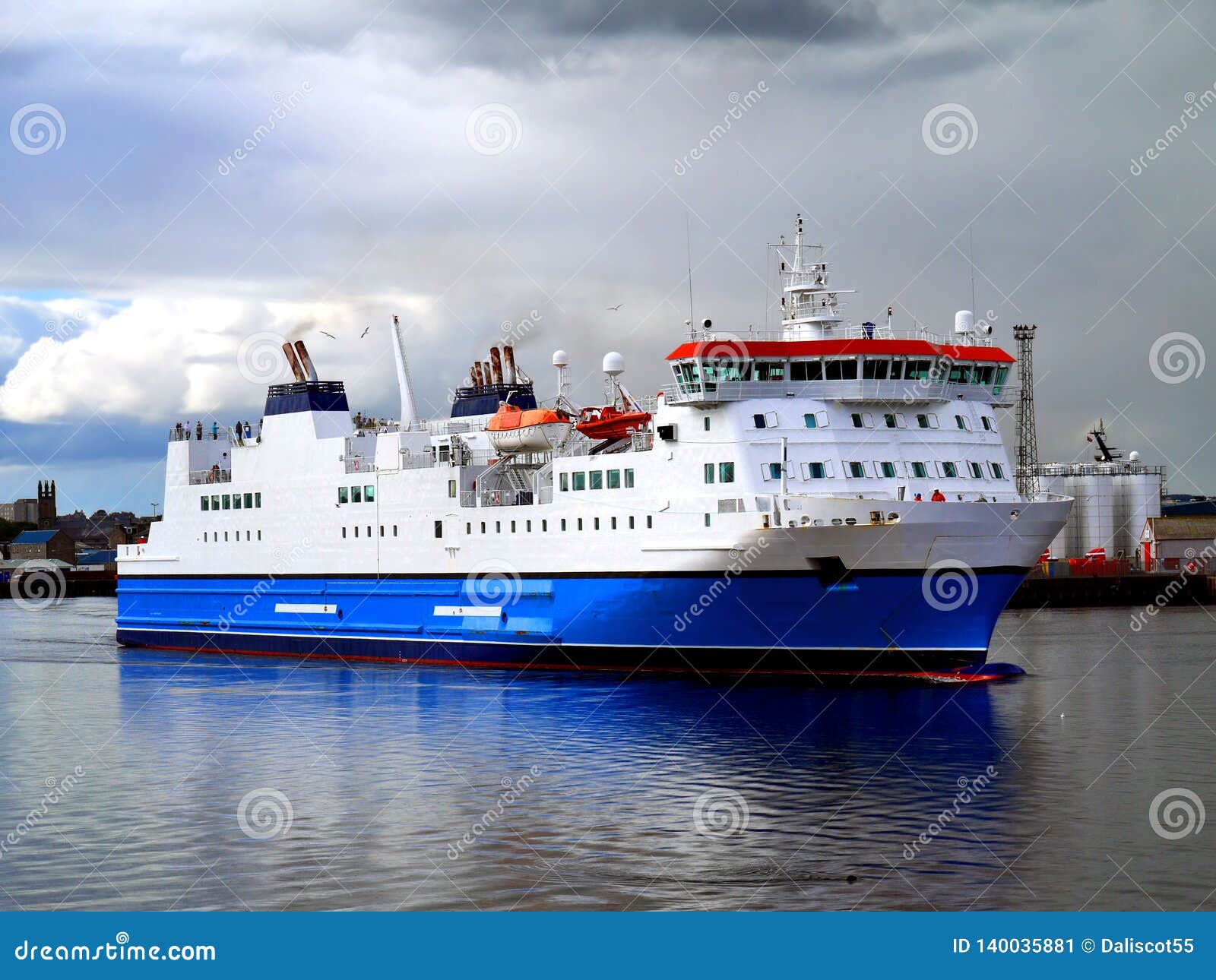 Passenger Cargo Ferry Leaving Port. Stock Image - Image of ferry ...
